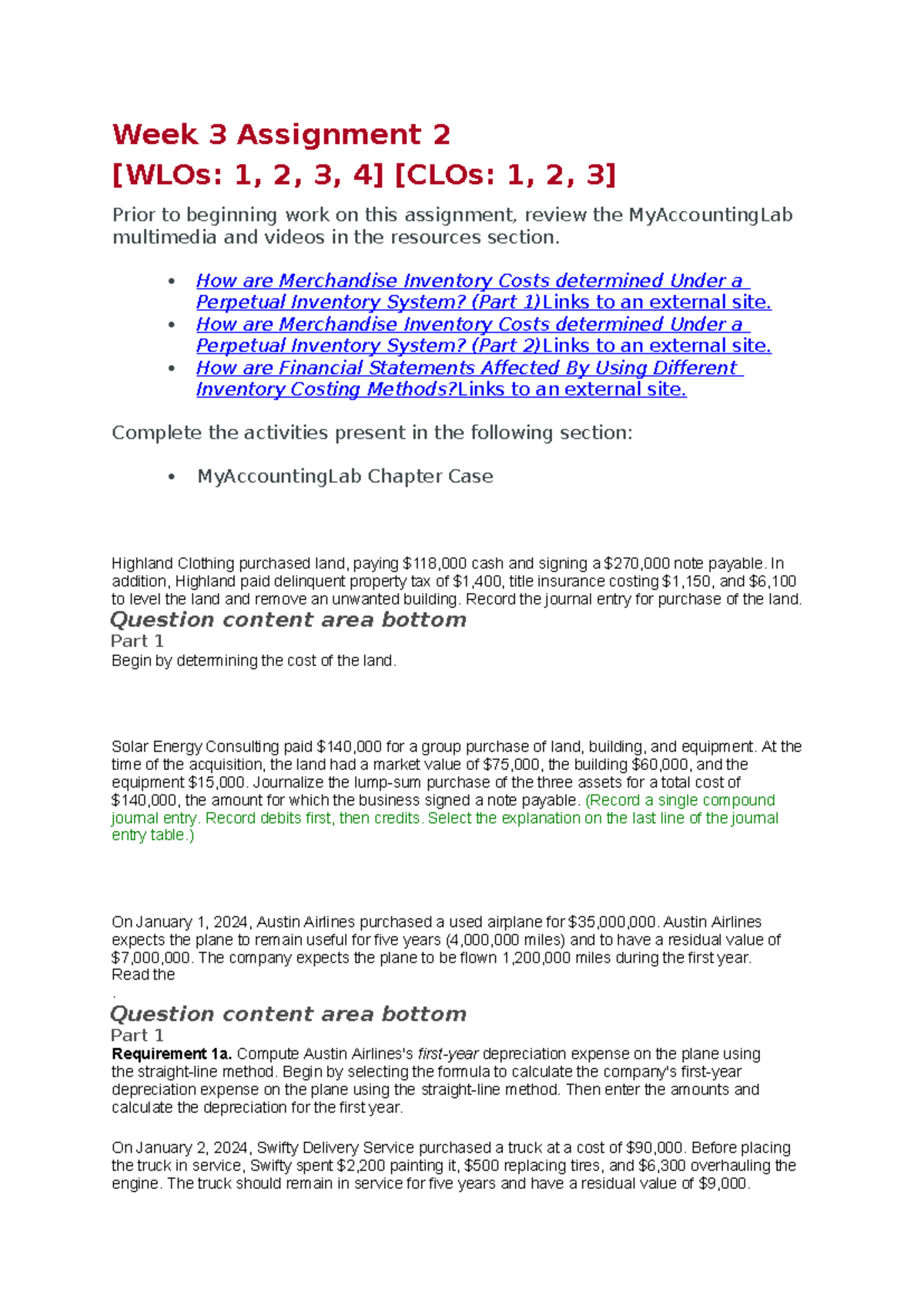 ACC205 Week 3 Assignment 2: Merchandise Inventory & Depreciation ...