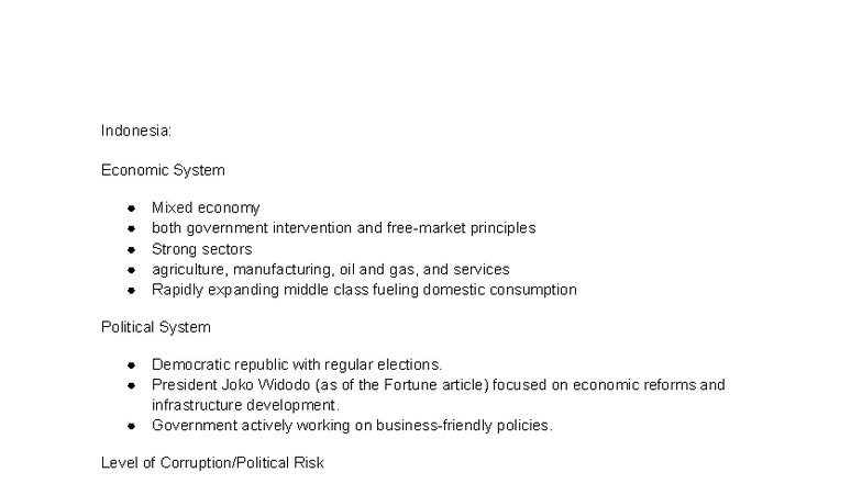 IB 101: Indonesia's Economic System and Growth Potential - Studocu