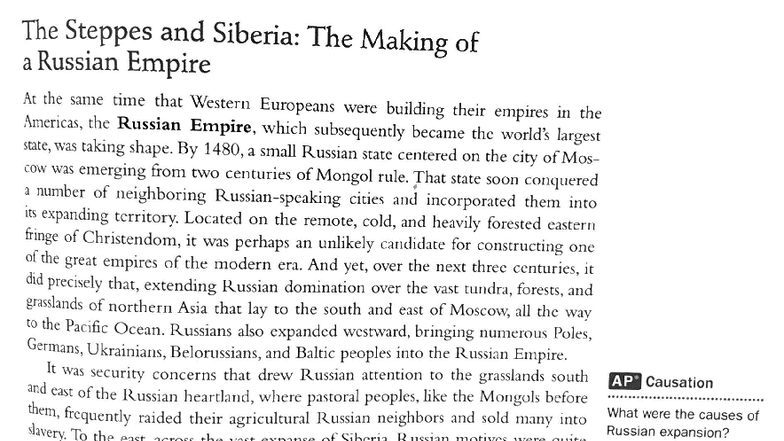 Final Exam Study Guide: The Russian Empire's Expansion (Course Code ...