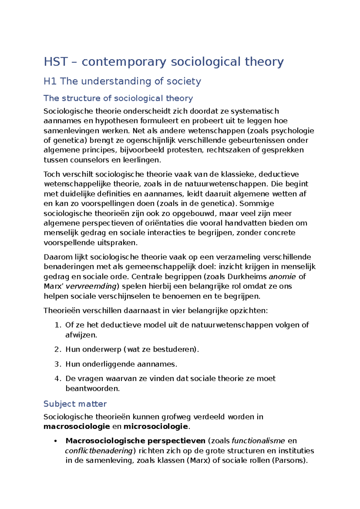 HST - Contemporary Sociological Theory: Key Concepts and Perspectives ...