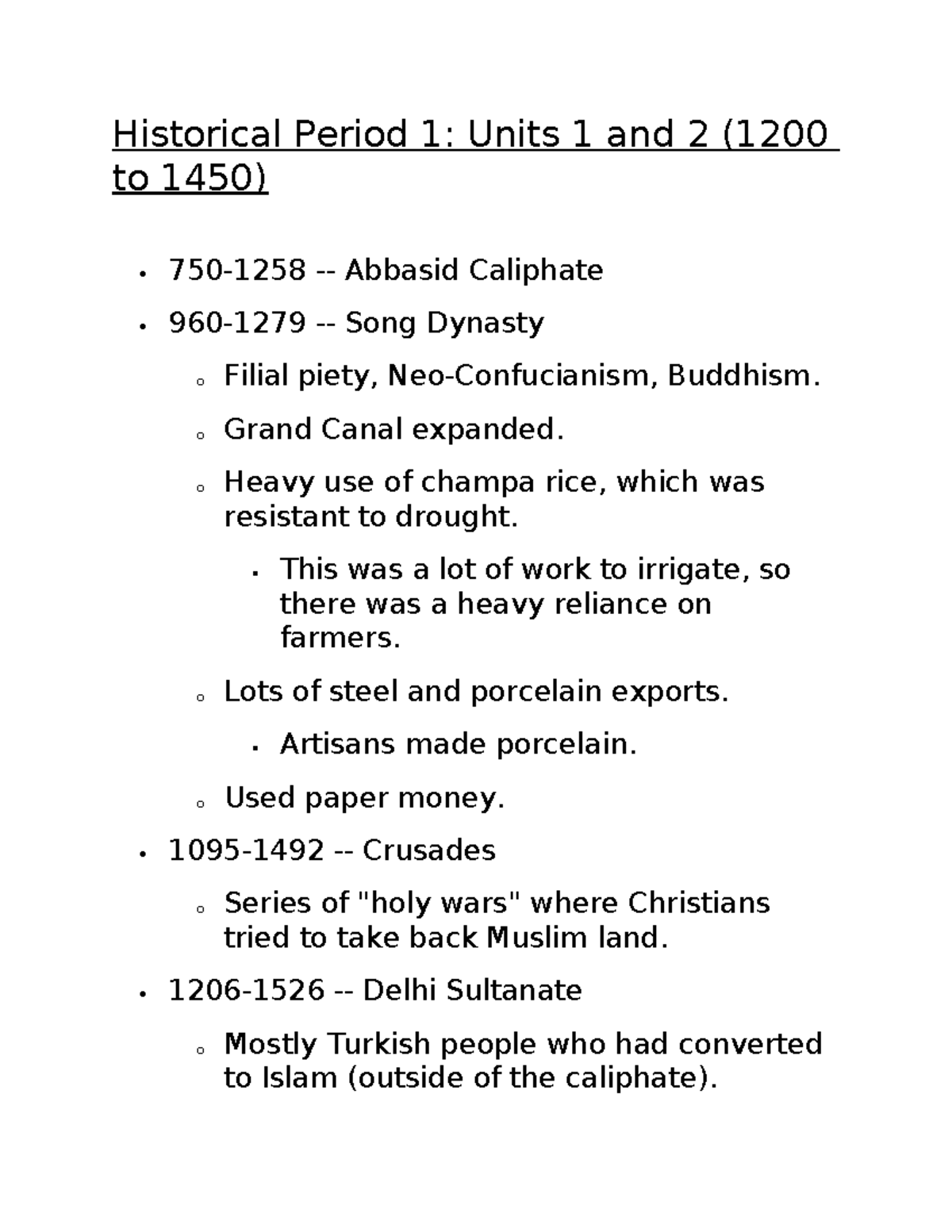 AP World History Timeline of Timelines - Historical Period 1: Units 1 ...