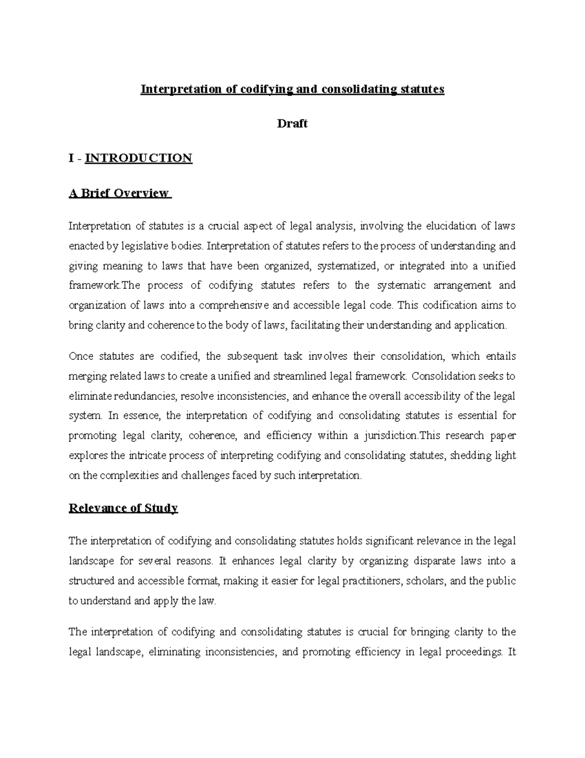 Interpretation of Codifying & Consolidating Statutes - Assignment - Studocu
