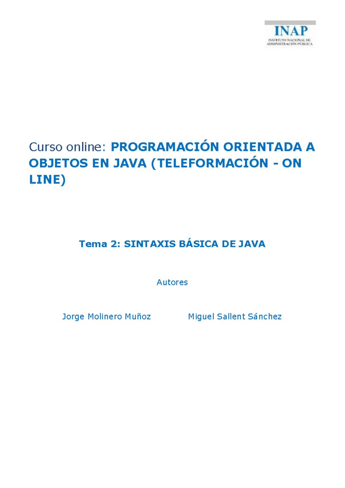 Programación Orientada a Objetos en Java (TELEFORMACIÓN ON LINE) - Tema ...