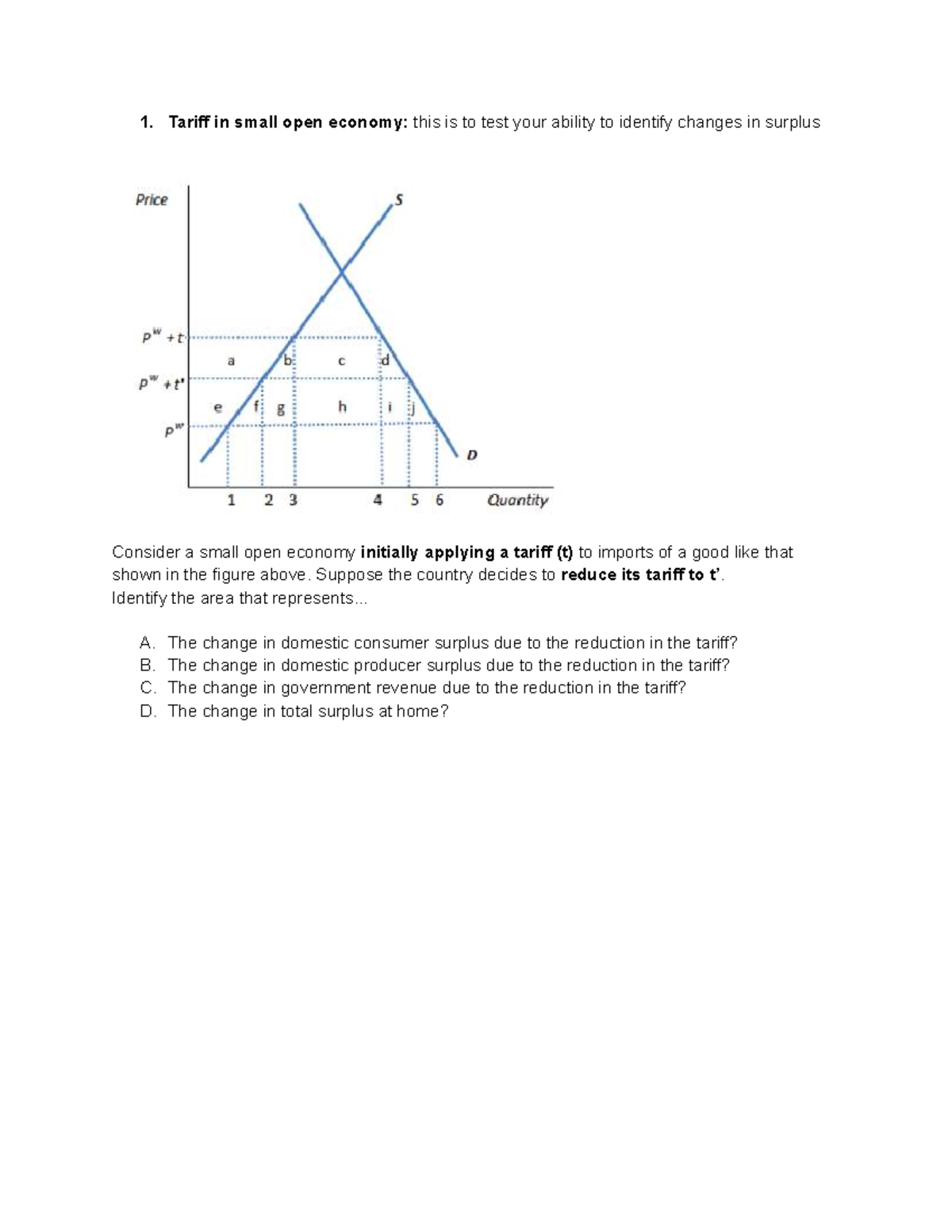 Tariff Analysis in Small Open Economy: Exercise Notes - Studocu