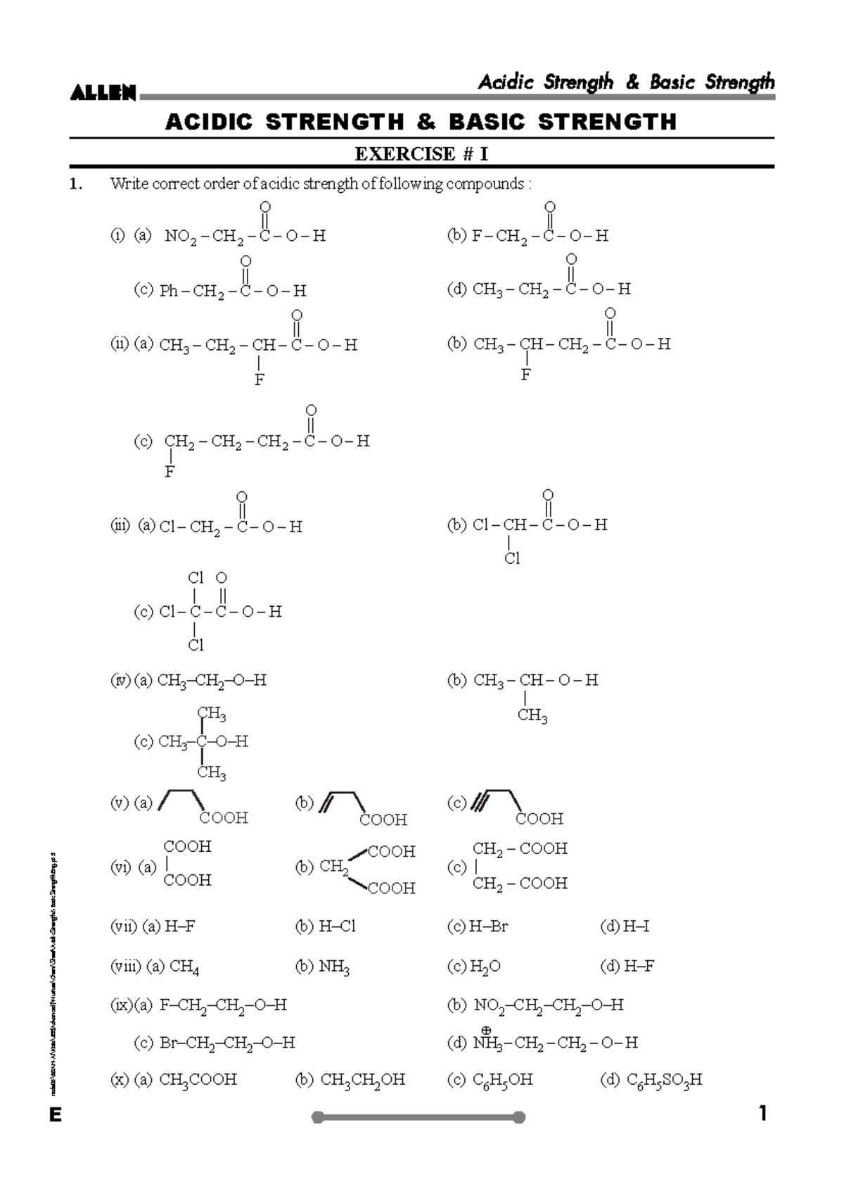 JEE(Advanced) Acidic Strength & Basic Strength Study Guide - Studocu