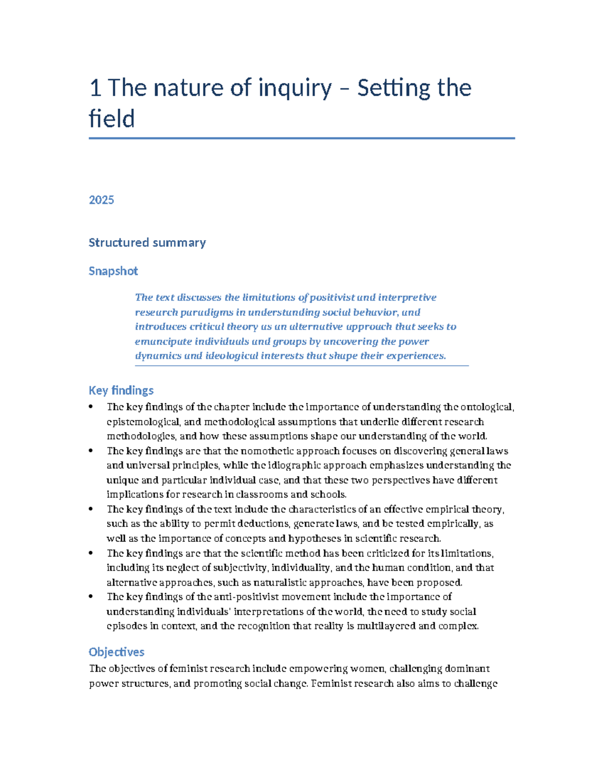 EDU 2025: Inquiry Nature & Research Paradigms Overview - Studocu
