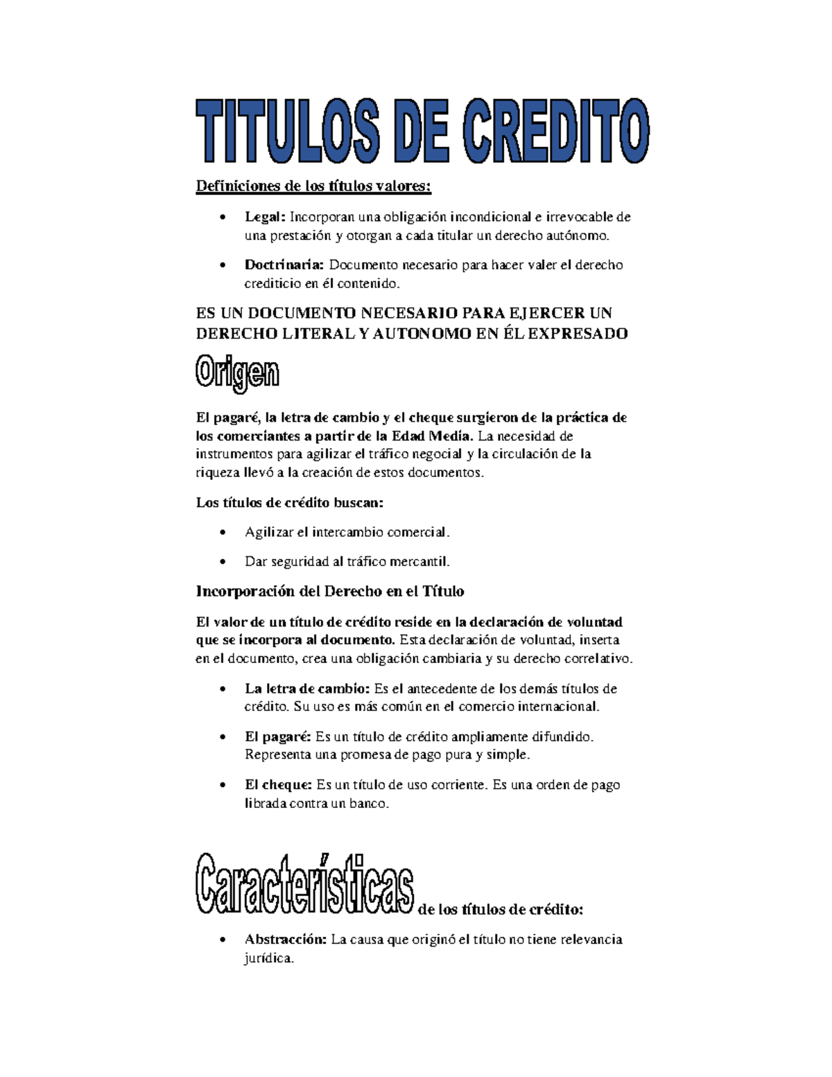 Titulos - resumen propio - Definiciones de los títulos valores: • Legal ...