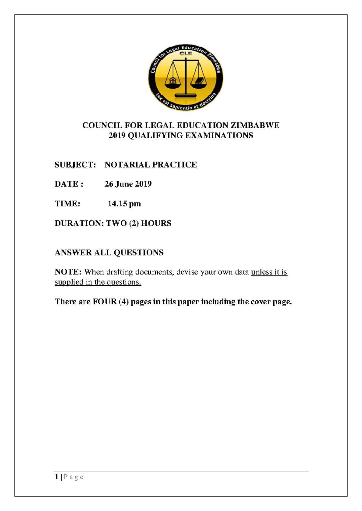 Notarial Practice Qualifying Exam - COUNCIL FOR LEGAL EDUCATION ...