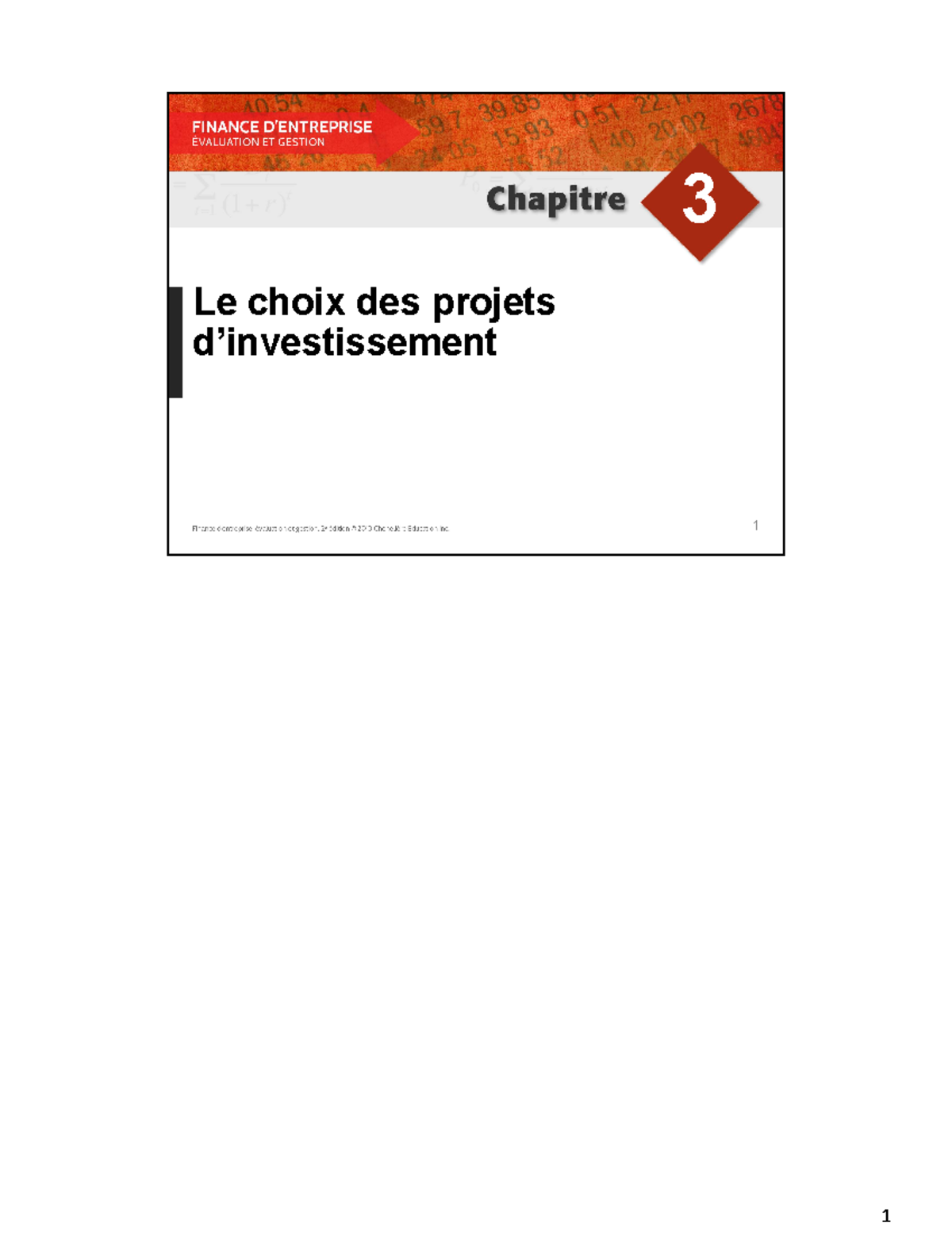 Chapitre 3 - chap3 fin1023 - 3 Le choix des projets d’investissement 1 ...