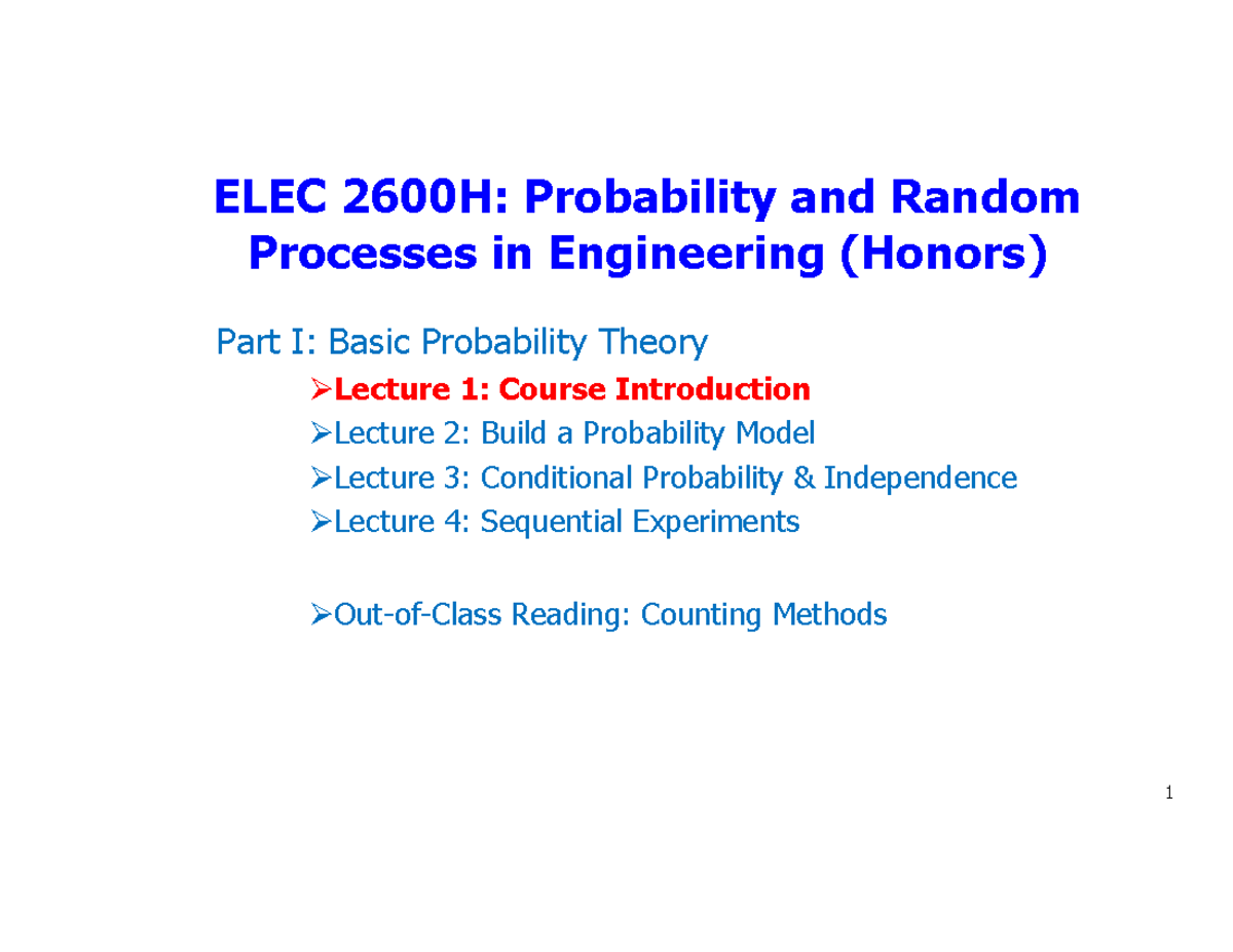 ELEC2600H Final Exam Lecture Notes: Basic Probability Theory Insights ...