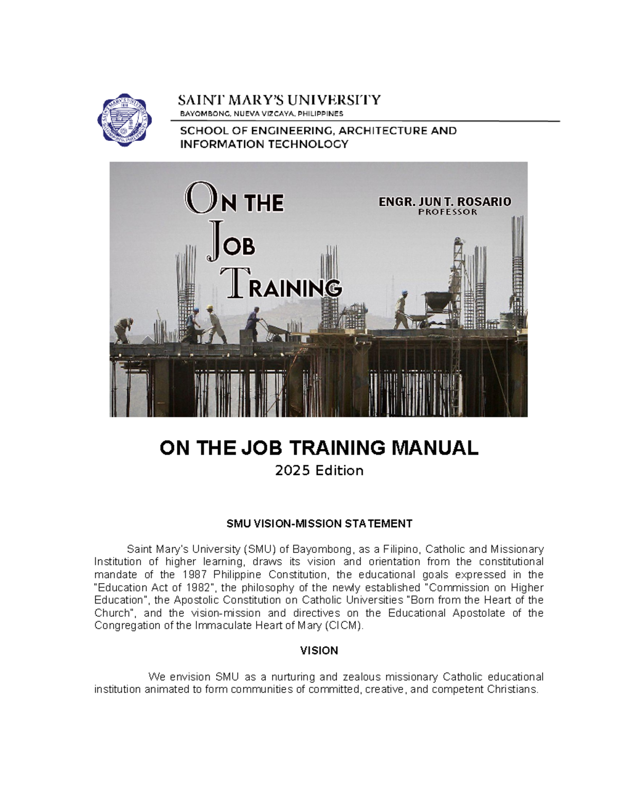 OJT Manual 2025: Guidelines for On-the-Job Training at SMU - Studocu