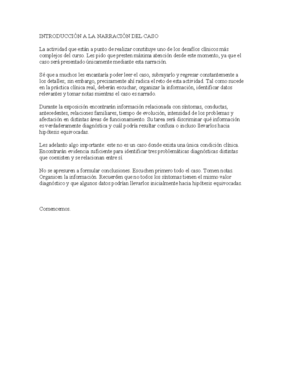 Narración del Caso Clínico de Laura - Z62.891 - Studocu