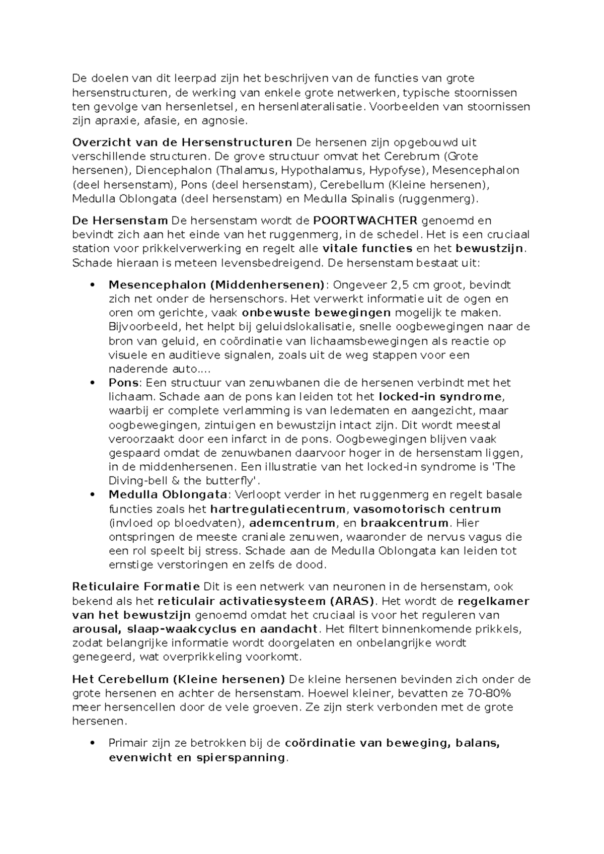 Hersenen en Functies: Overzicht van Structuren en Stoornissen - Leerpad ...