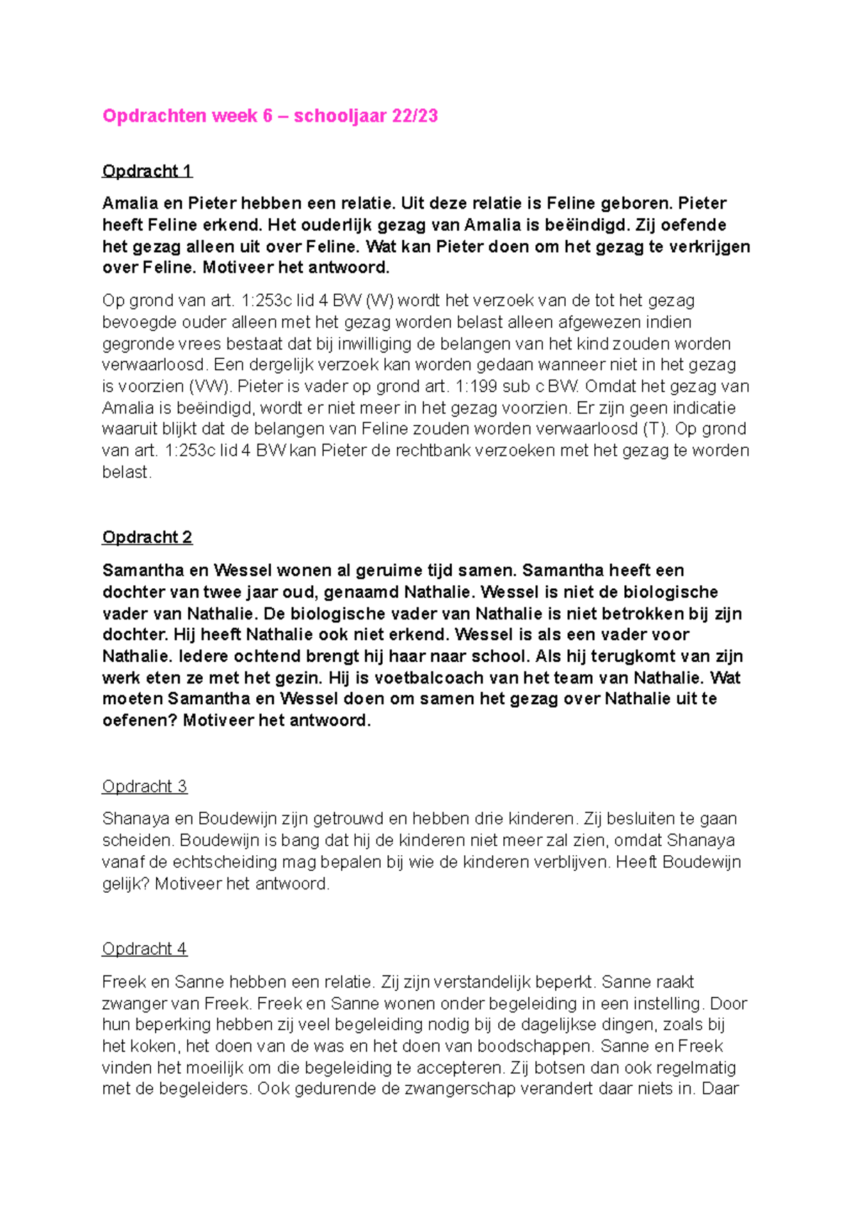 Opdrachten week 6 – Juridische Vraagstukken en Ouderlijk Gezag ...