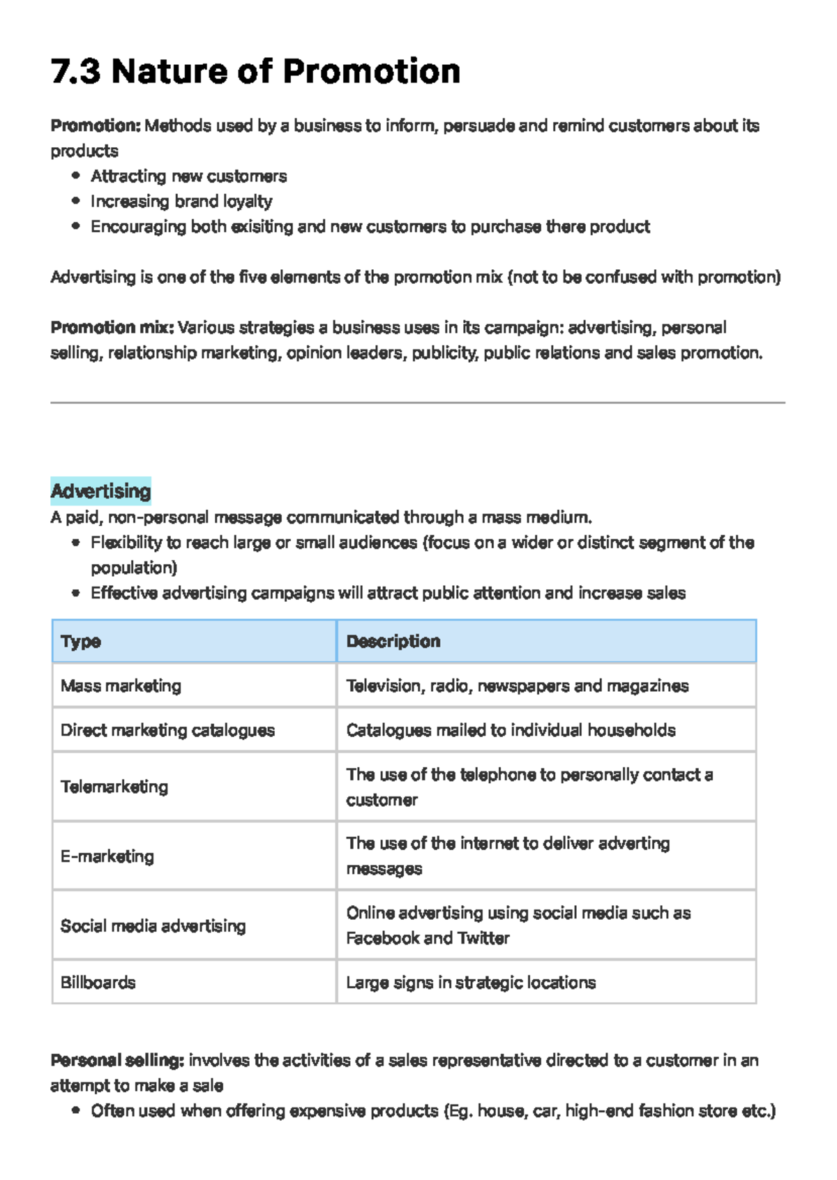 7.3 Nature of Promotion: Strategies and Methods in Advertising - Studocu