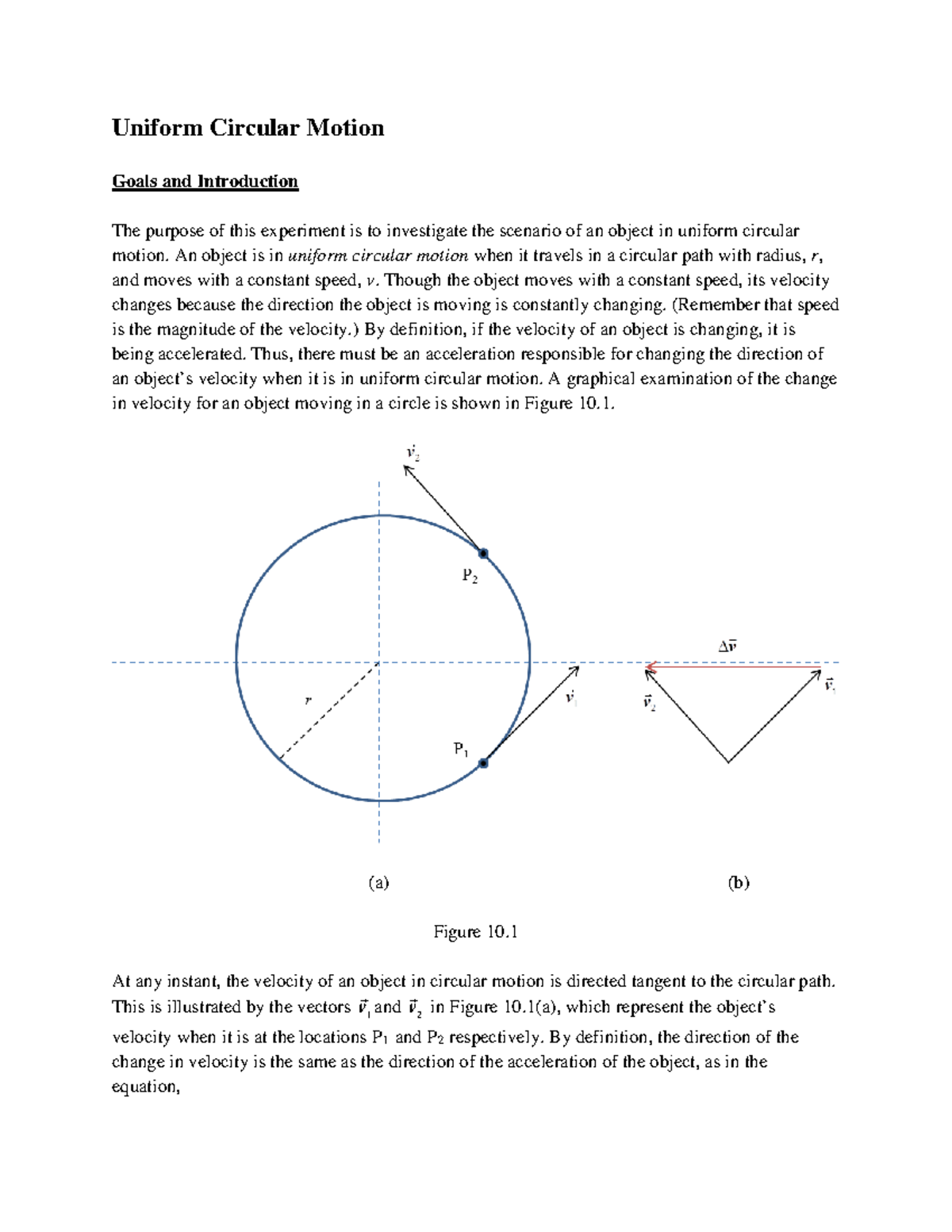 Experiment on Uniform Circular Motion: Understanding Forces ...