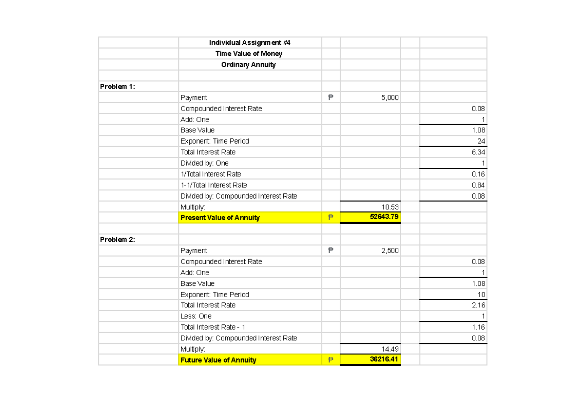 [PT] AS#4 TMV - Sheet 1 - this is a comprehensive guide for TVM - Time ...