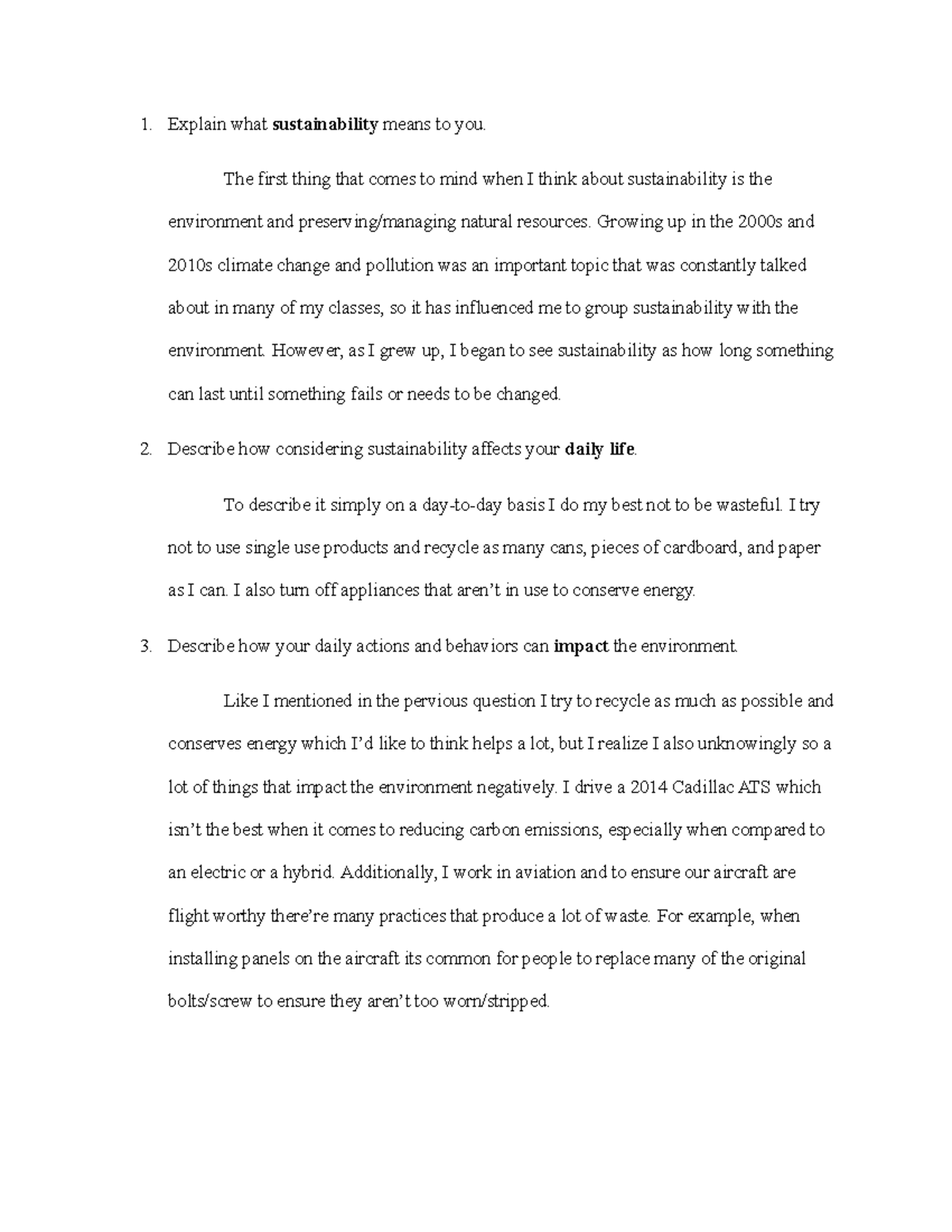 1-2 Short Paper: Understanding Sustainability and Its Impact - Studocu