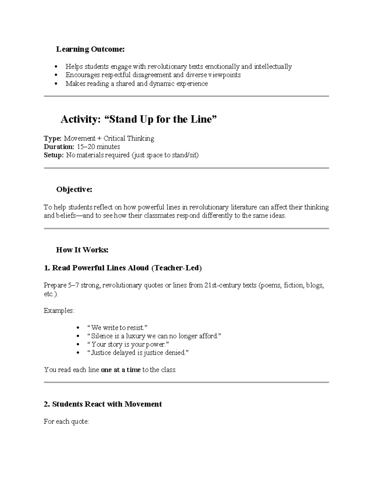 21st Century Lesson 1 Activity: Engaging with Revolutionary Texts - Studocu