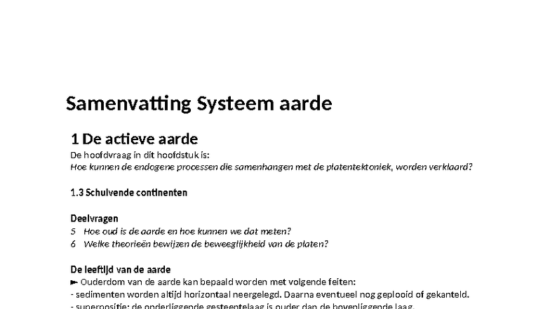 Samenvatting t4 Systeem Aarde: Endogene en Exogene Krachten - Studeersnel