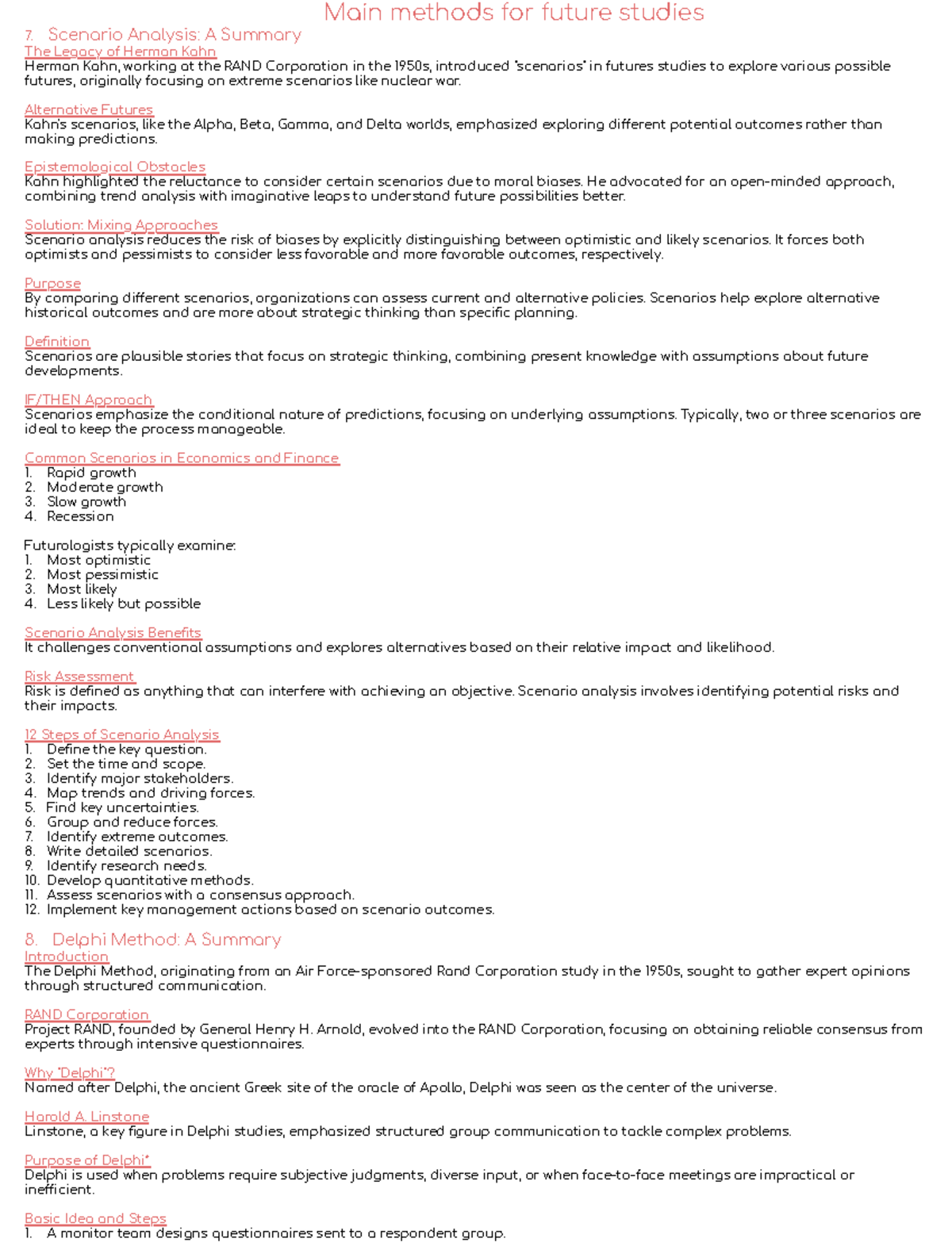 Main methods for future studies - Scenario Analysis: A Summary The ...