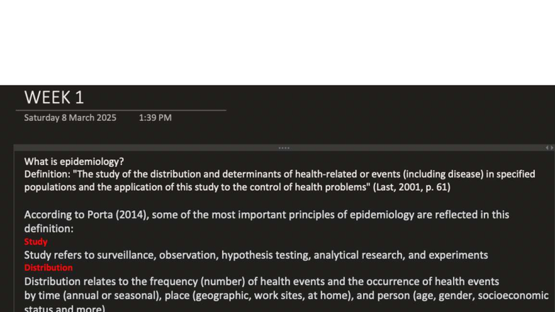 PHE2009 Week 1 Lecture Notes: Introduction to Epidemiology - Studocu