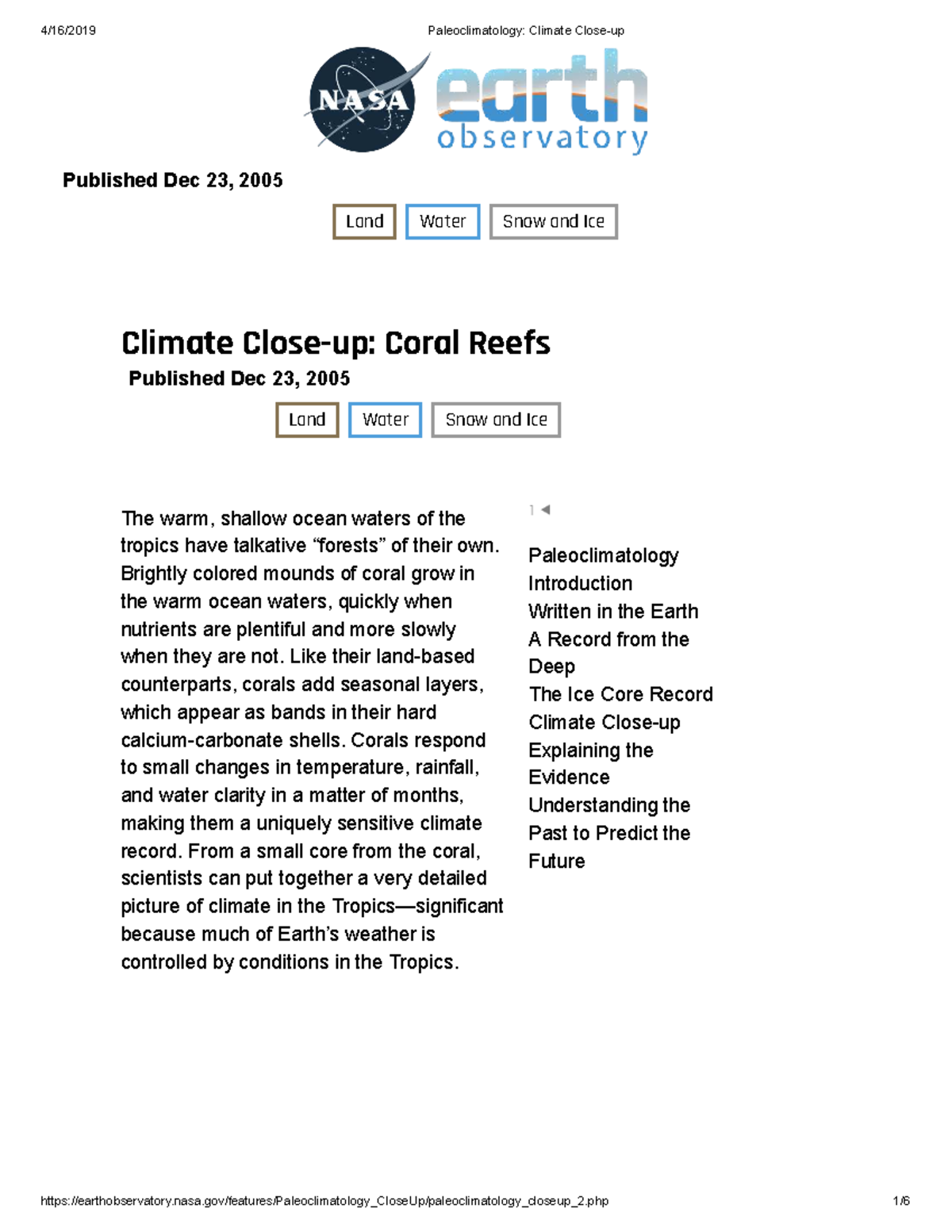 Paleoclimatology: Coral Reefs and Climate Insights - Studocu