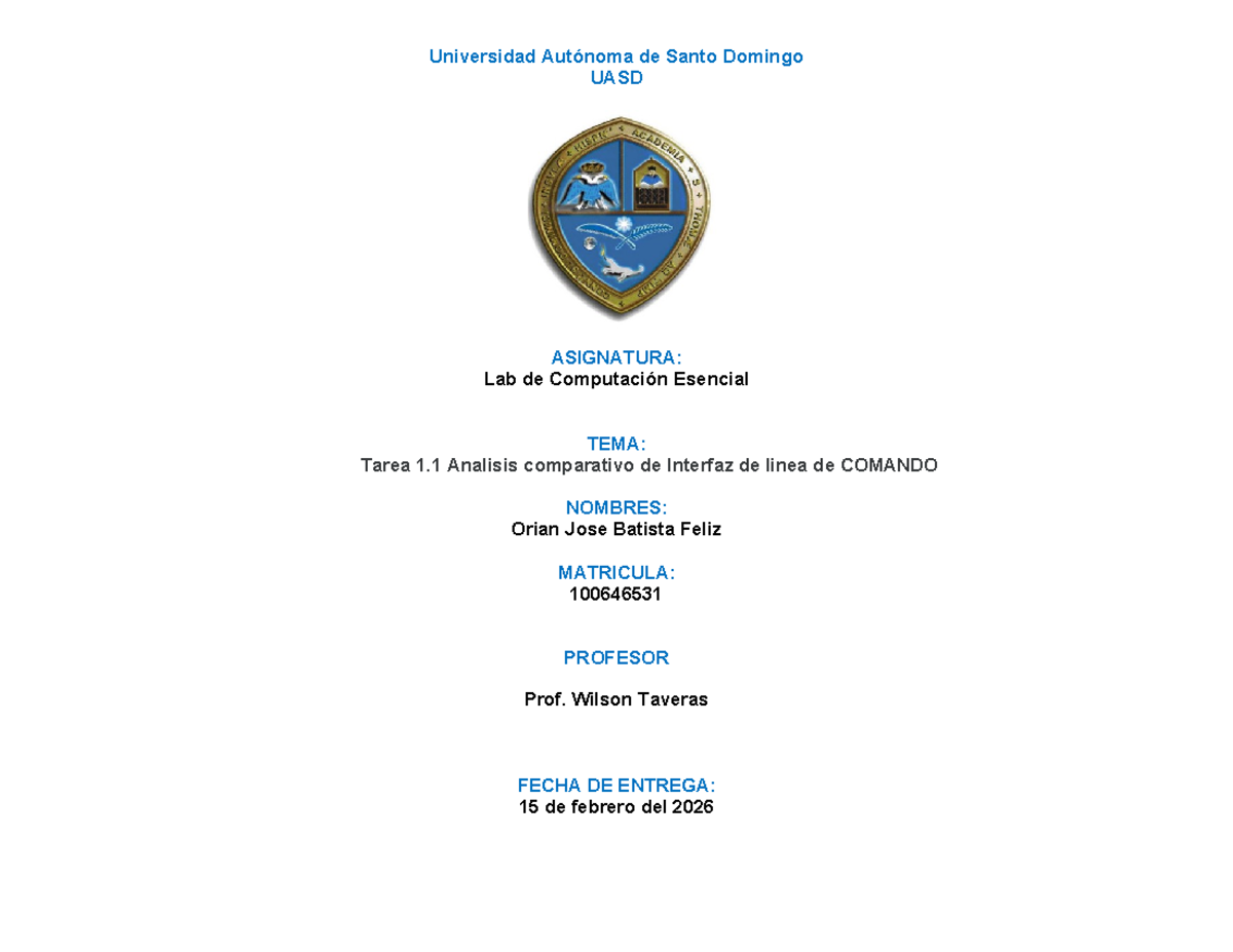 Tarea 1.1: Análisis Comparativo de Interfaz de Línea de Comando - UASD ...