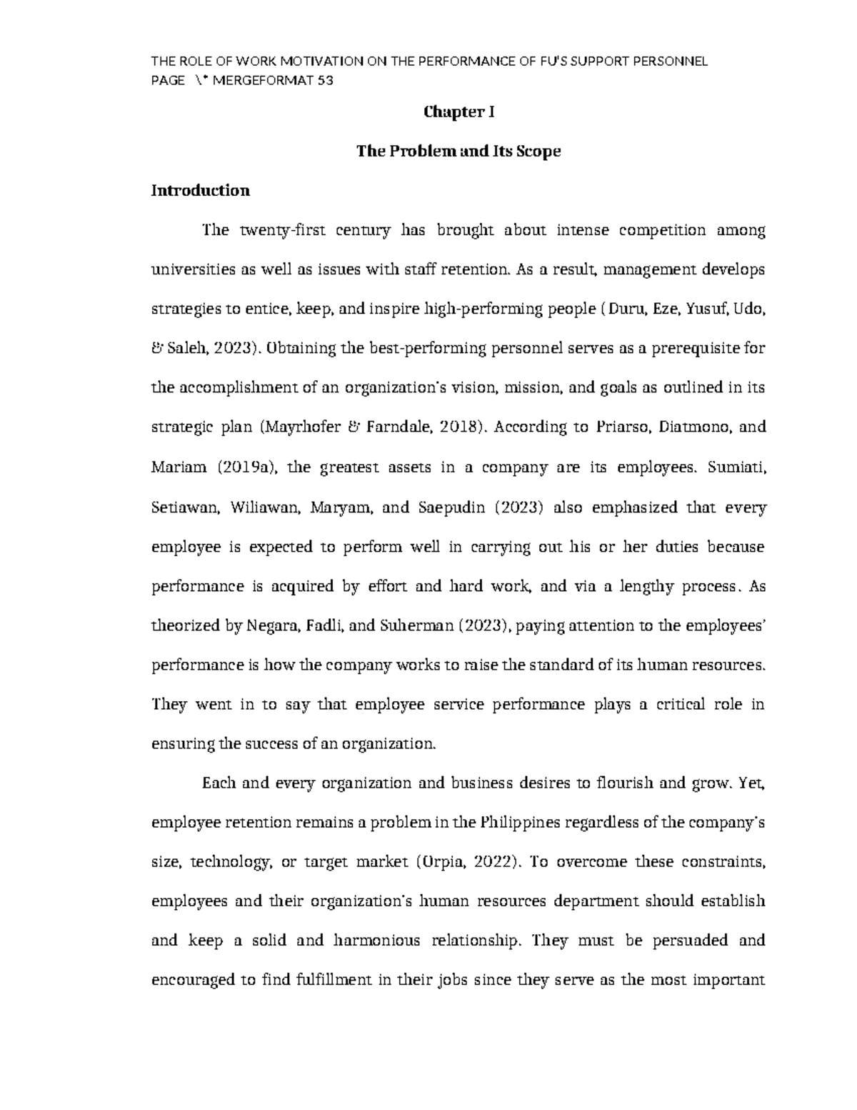 The Impact of Work Motivation on Support Personnel Performance: A Study ...