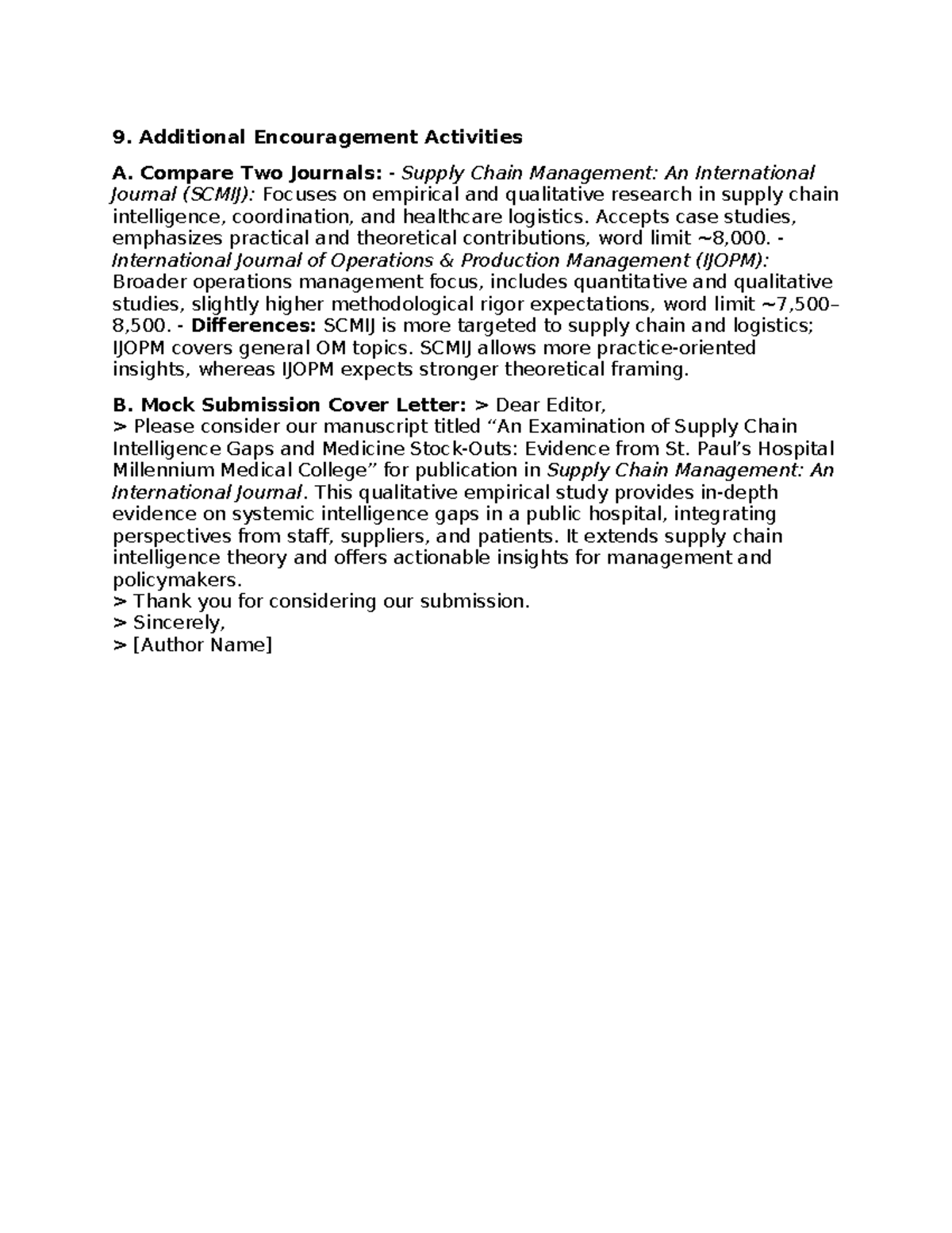 Journal Submission Alignment: SCMIJ vs IJOPM Insights - Studocu