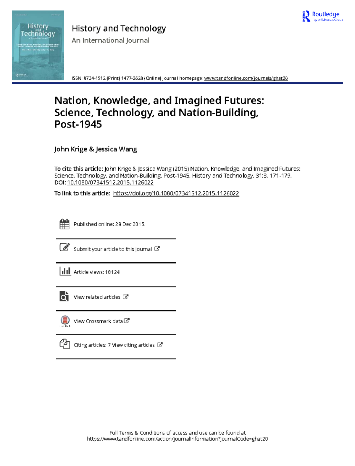 Nation, Knowledge, and Nation-Building: Science & Tech Post-1945 - Studocu