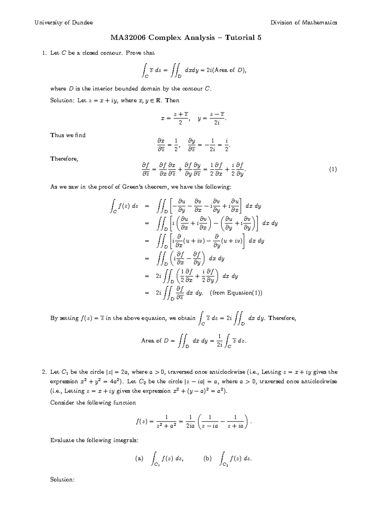 Tutorial 5 - worksheet5 - University of Dundee Division of Mathematics ...