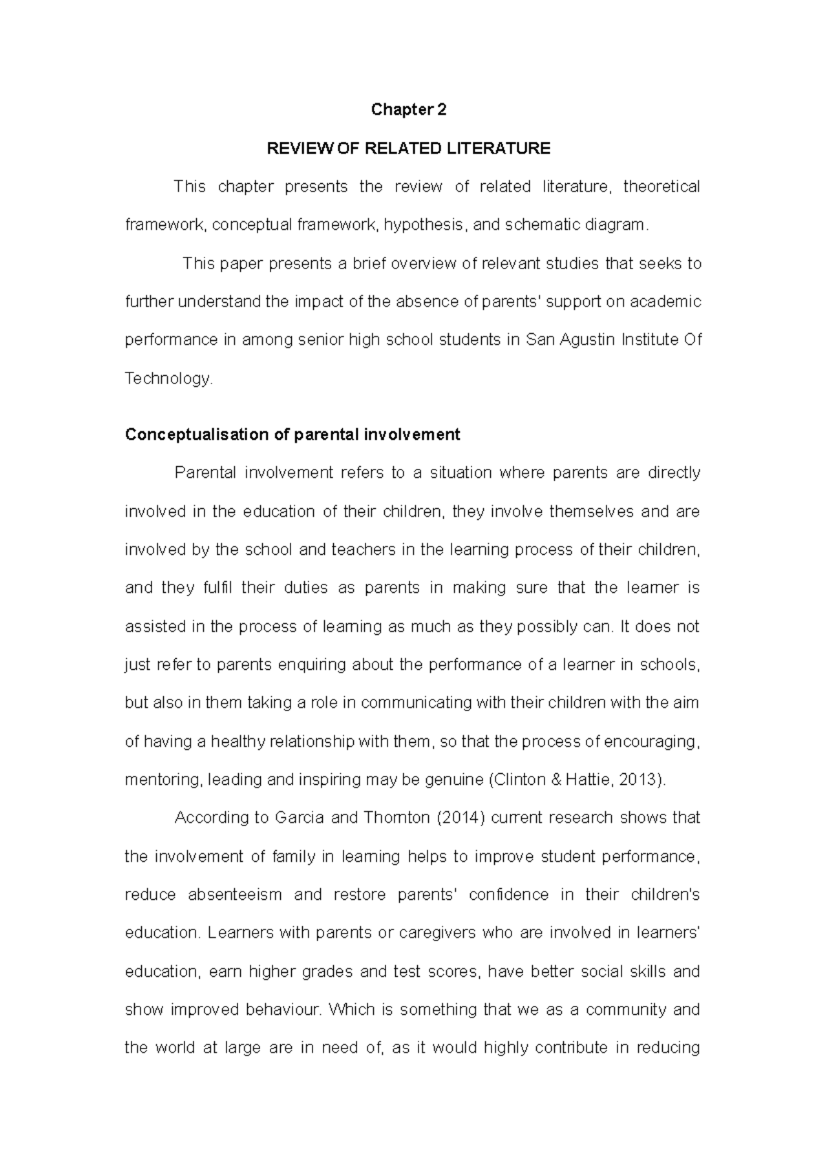 Grade 12 RRL: Investigating Parental Support on Student Performance ...