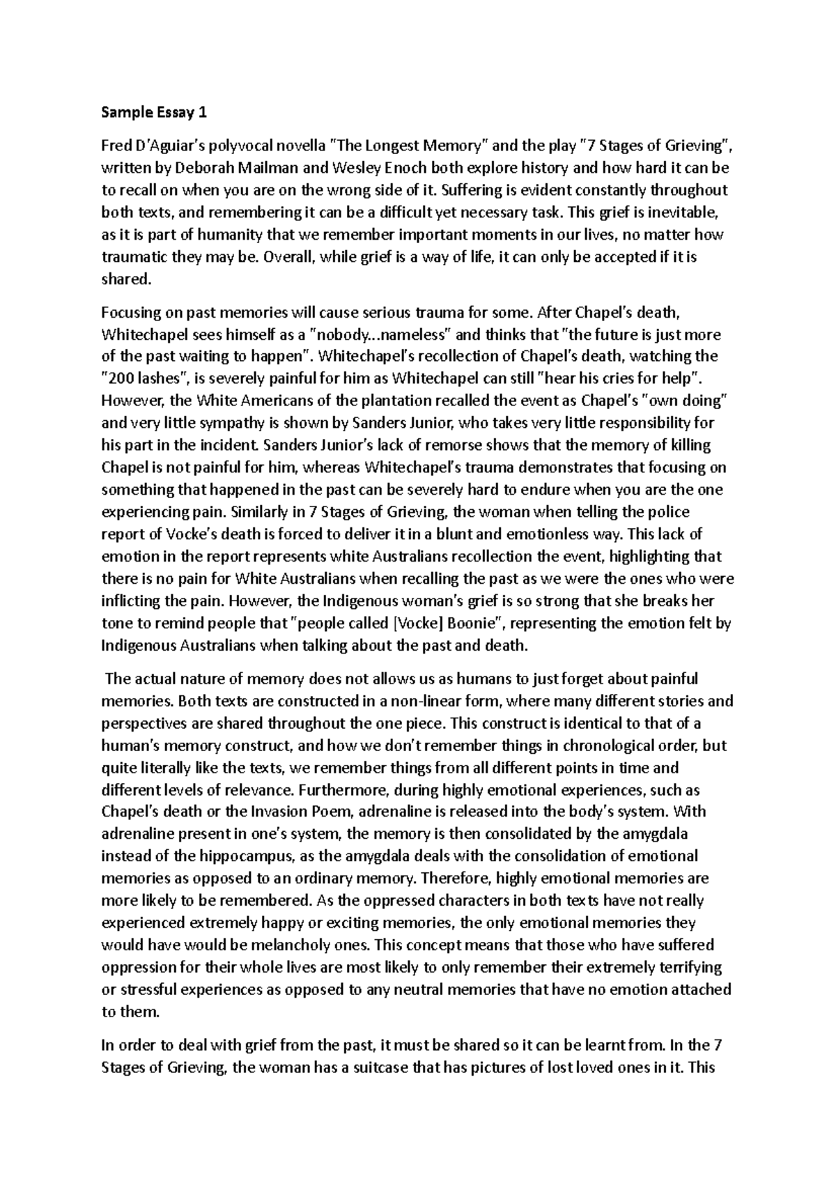 Grief and Memory in "The Longest Memory" & "The 7 Stages of Grieving ...