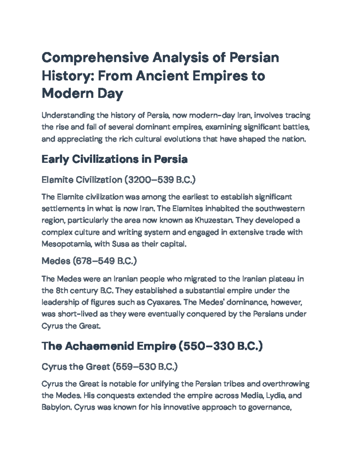 Historical Overview of Persia: Ancient Empires to Modern Iran ...