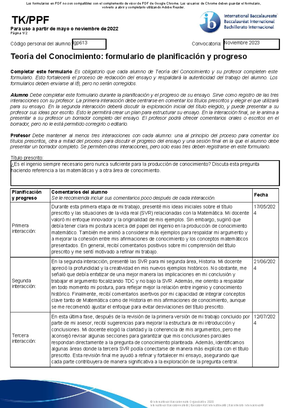 TK-PPF: Formulario de Planificación y Progreso para el Ensayo de Teoría ...
