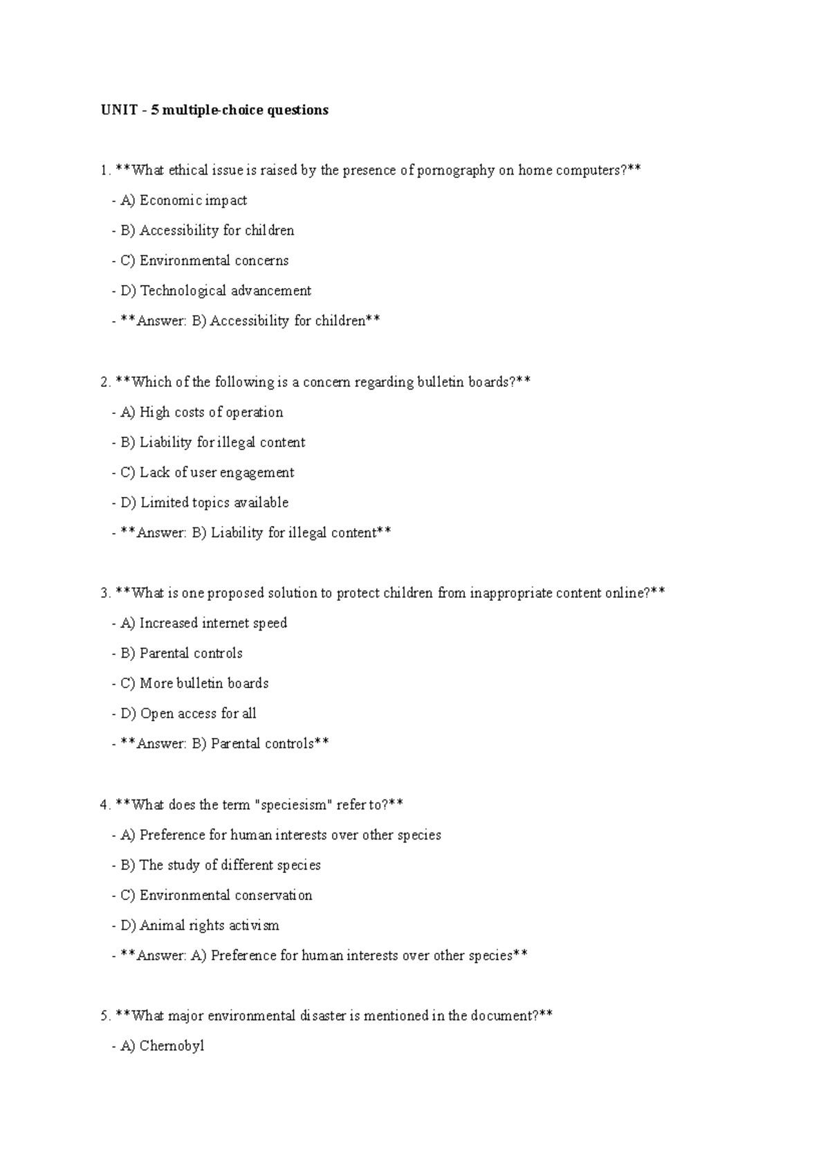 UNIT-5 MCQ - MCQ practice - UNIT - 5 multiple-choice questions What ...