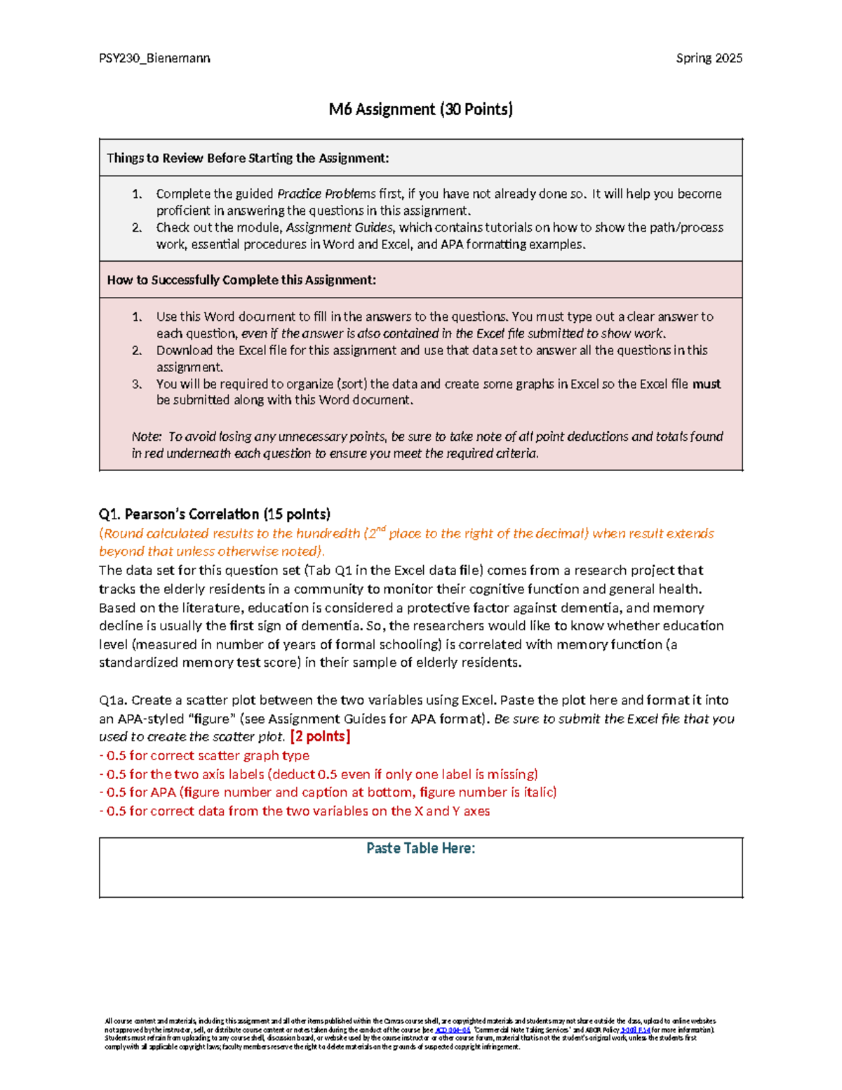 PSY230 M6 Assignment Spring 25 Yourlastnamehere - M6 Assignment (30 ...