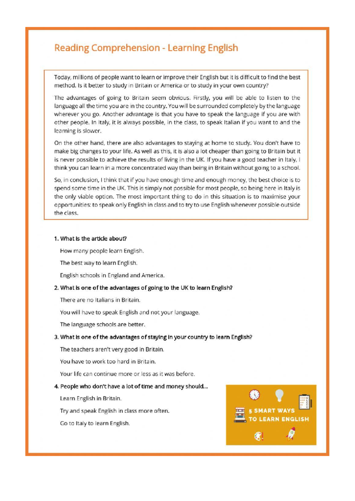 Reading Comprehension: Learning English Strategies - Studocu