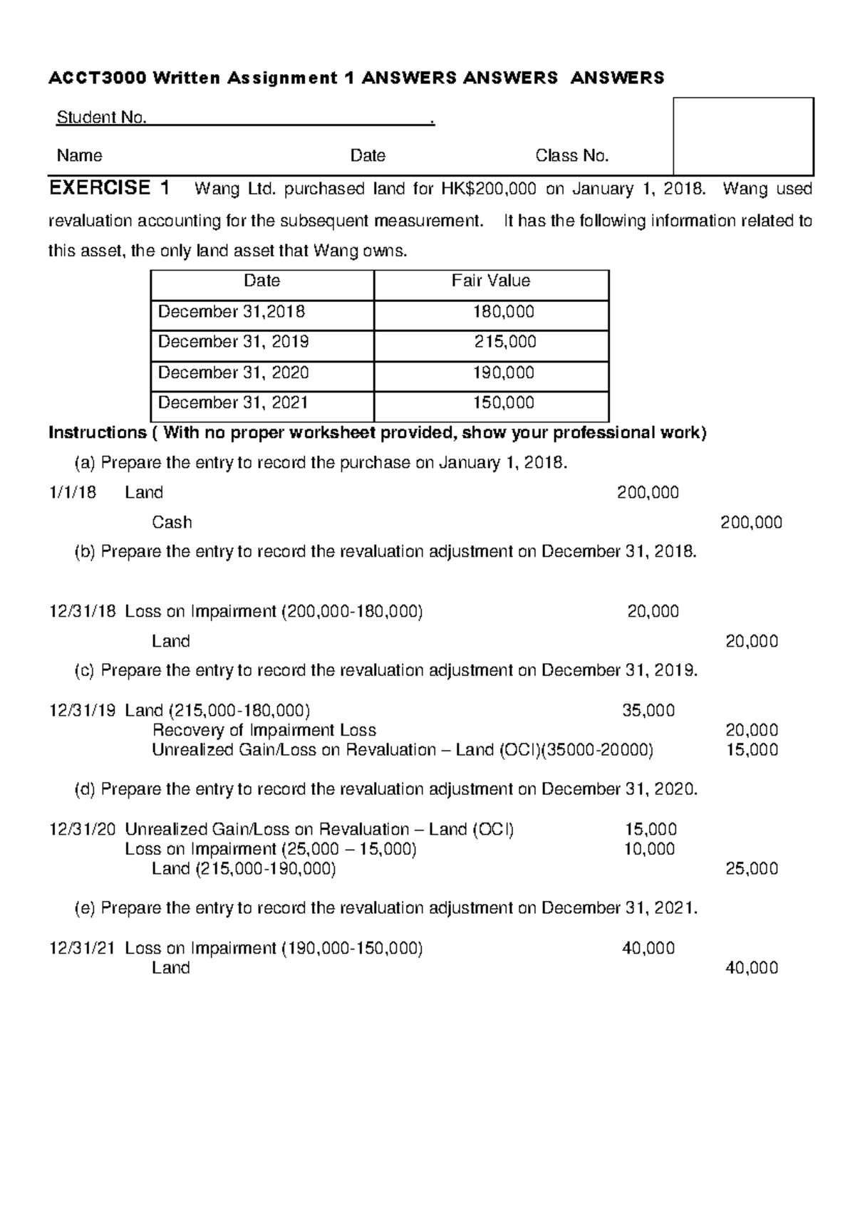 ACCT7013 Written Assignments 1 - CH 3 - 2022 - Answers - Accounting ...