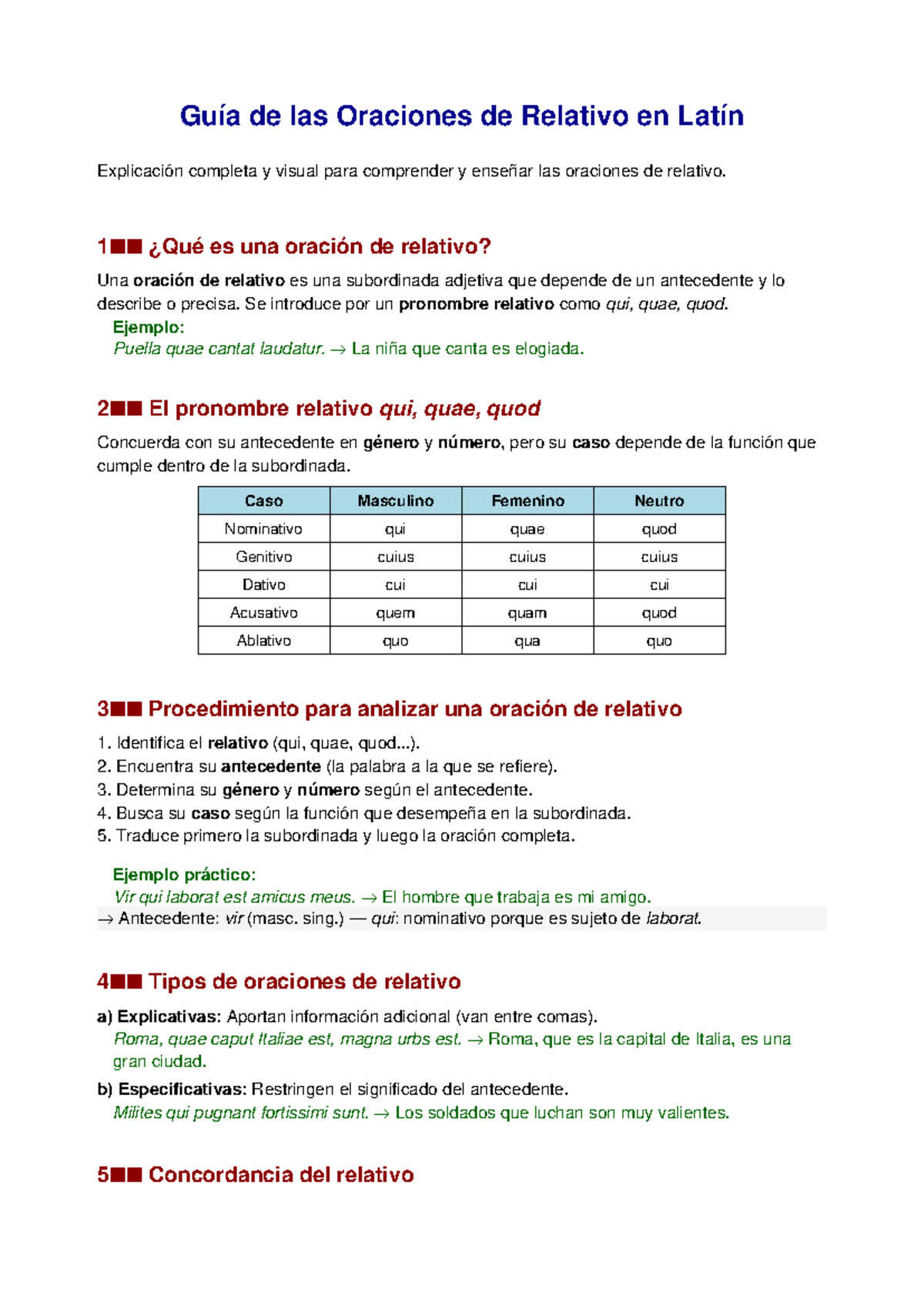 Guía de Oraciones de Relativo en Latín: Explicación y Ejemplos - Studocu