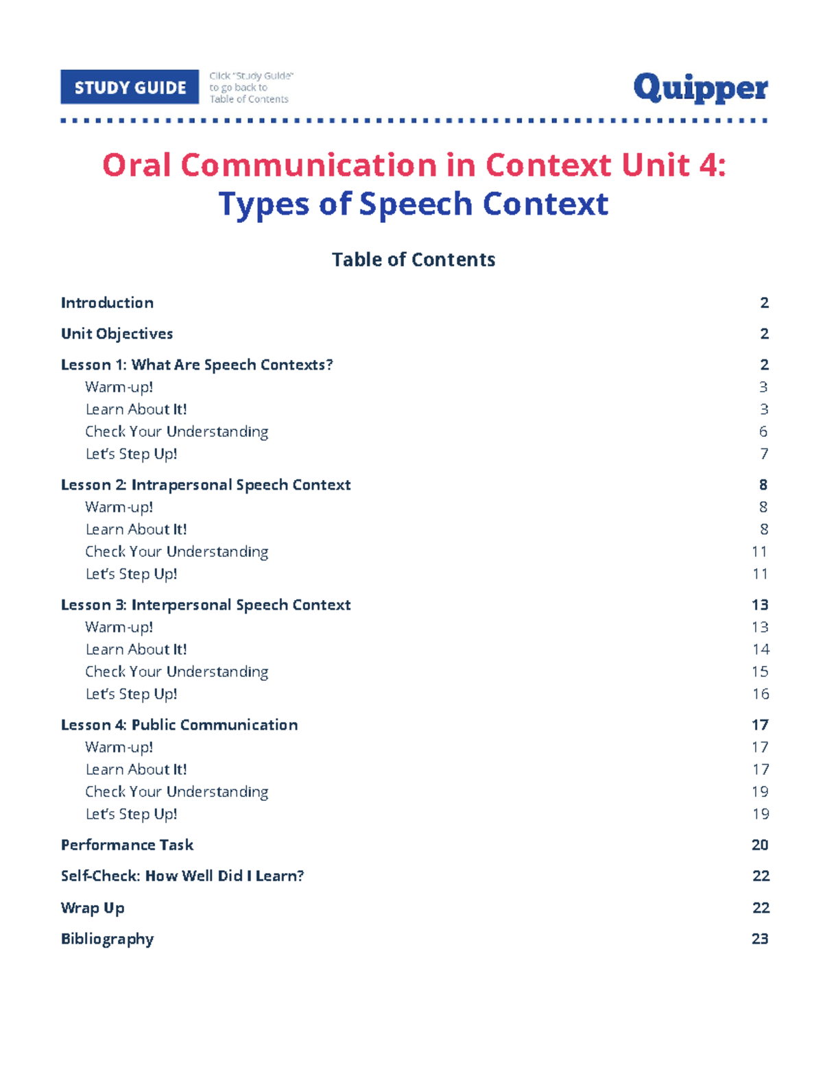 Oral Communication in Context: Unit 4 - Types of Speech Context - Studocu