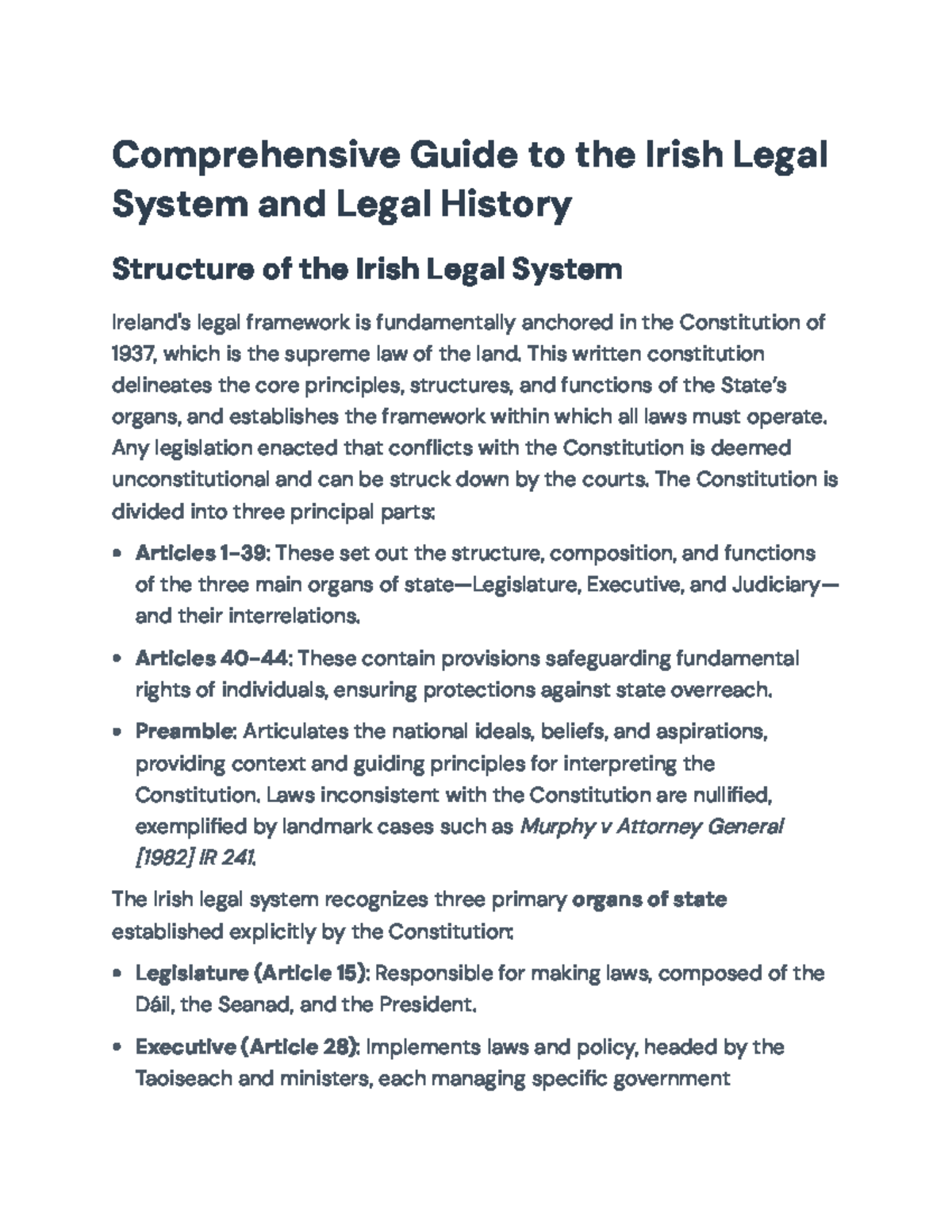 Comprehensive Overview of the Irish Legal System and Constitution ...