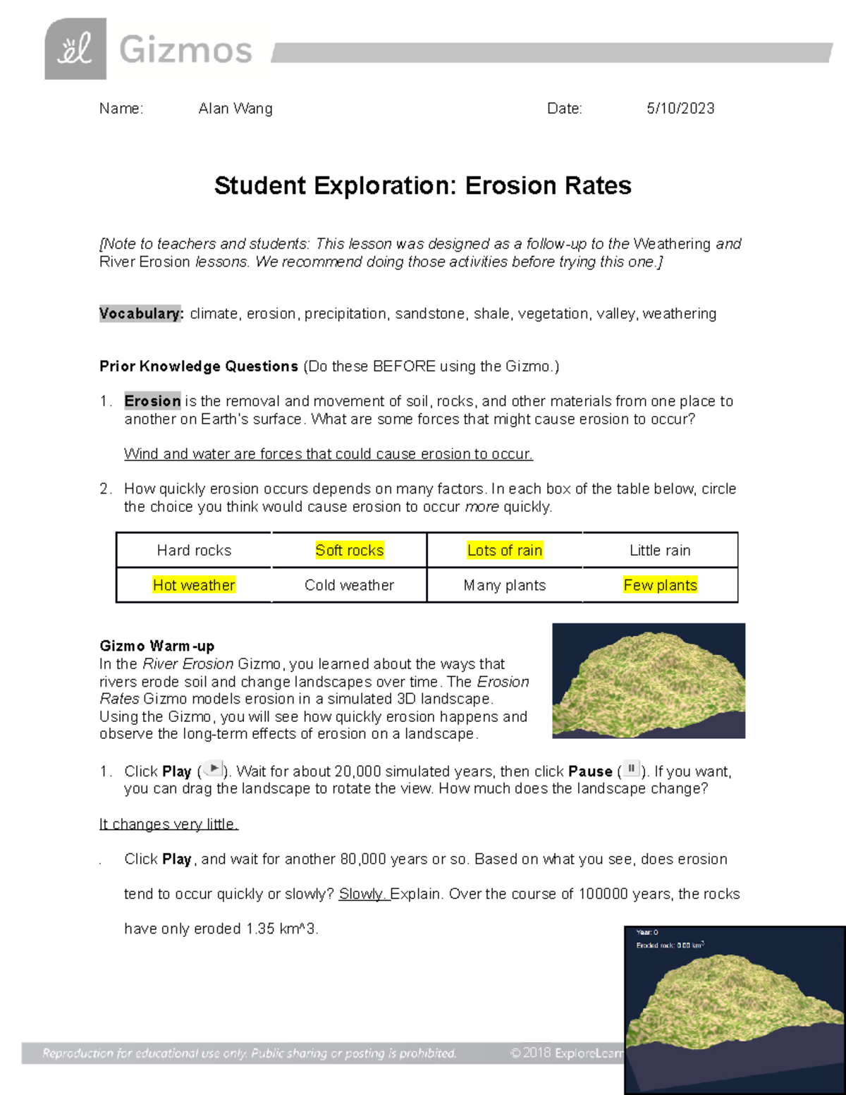 Erosion Rates Exploration: Understanding Climate & Rock Effects - Studocu