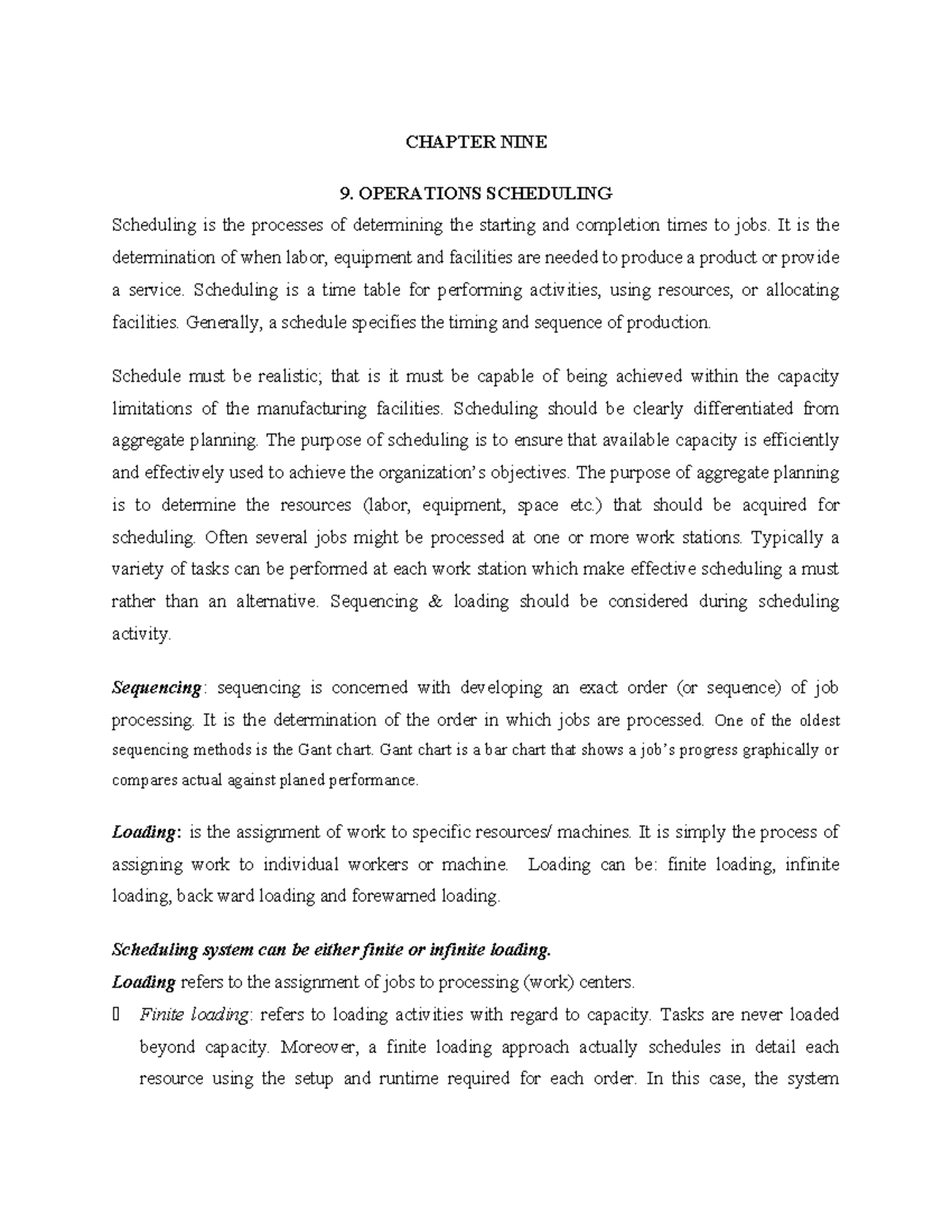 CHAPTER 9: OPERATIONS SCHEDULING IN MANUFACTURING AND SERVICES - Studocu