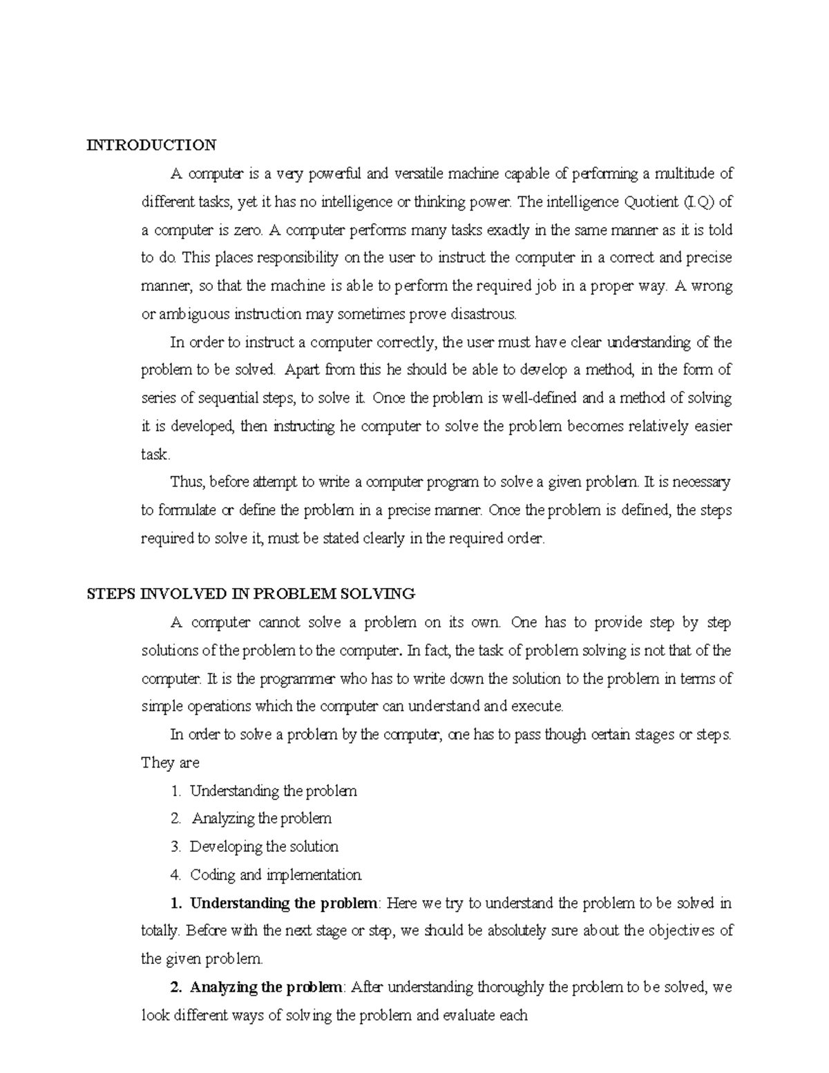 Unit 1 - Introduction to Algorithms and Flowcharts - Studocu