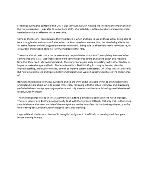 D030-Executive Summary - 1 Leadership and Management Executive Summary ...