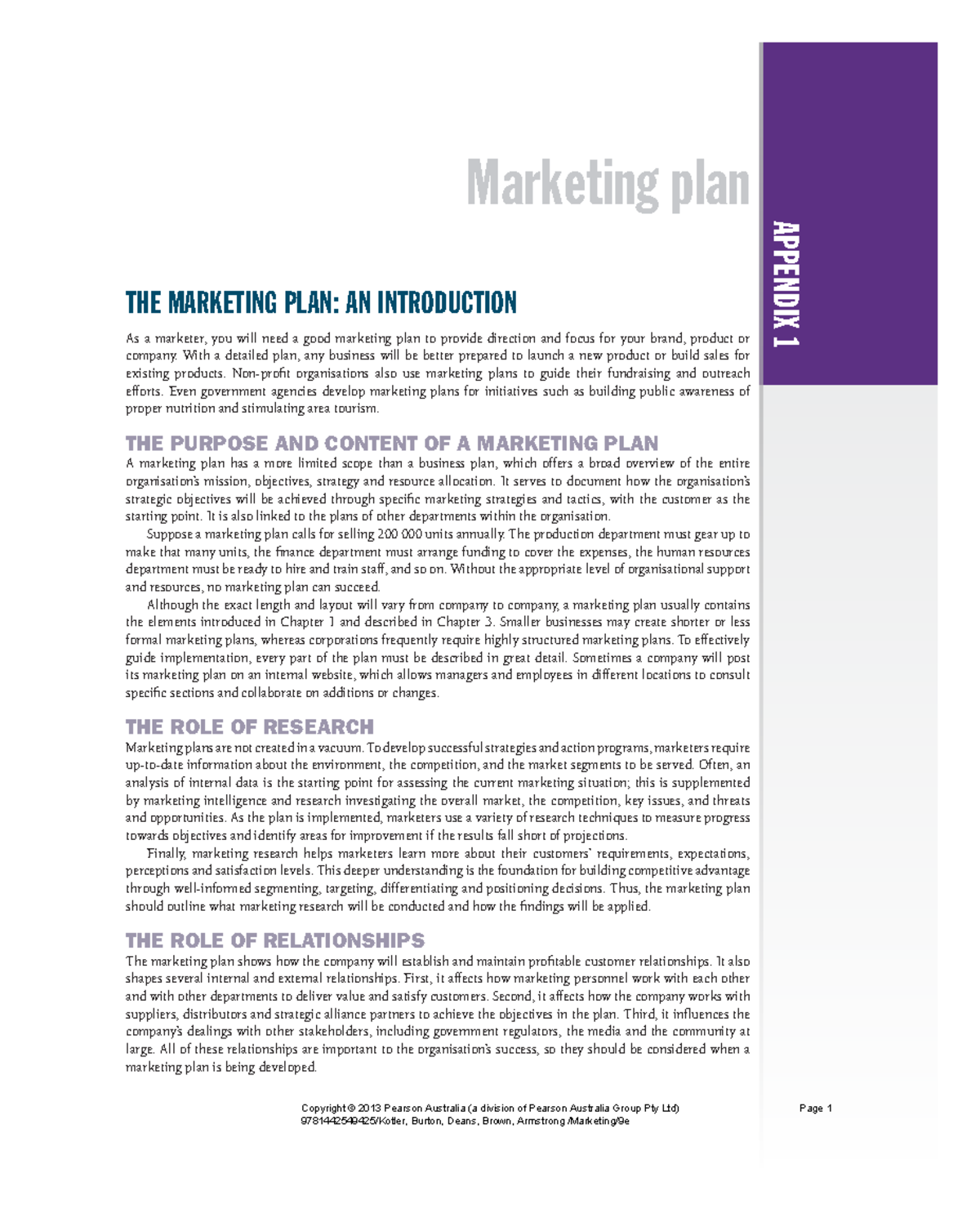 MKT Plan App1: Comprehensive Marketing Strategy Overview 9e Kotler ...