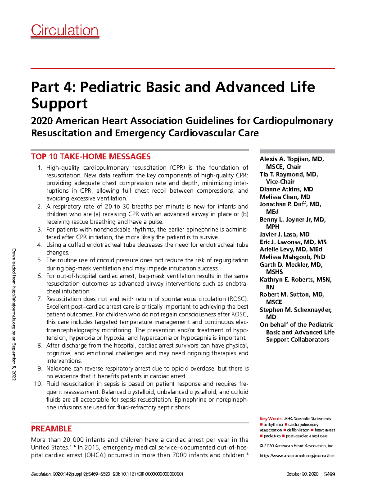 AHA PALS 2020 Guidelines for Pediatric Advanced Life Support - Studocu