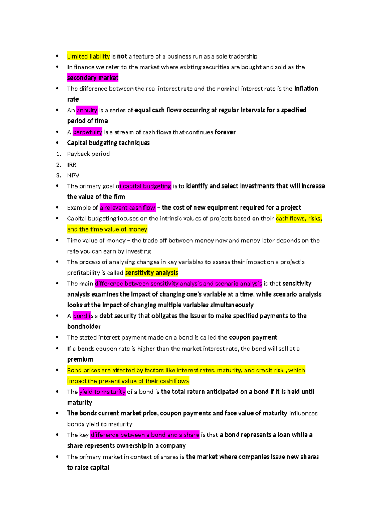 Finance Theory - Key Concepts and Theories (FIN 101) - Studocu